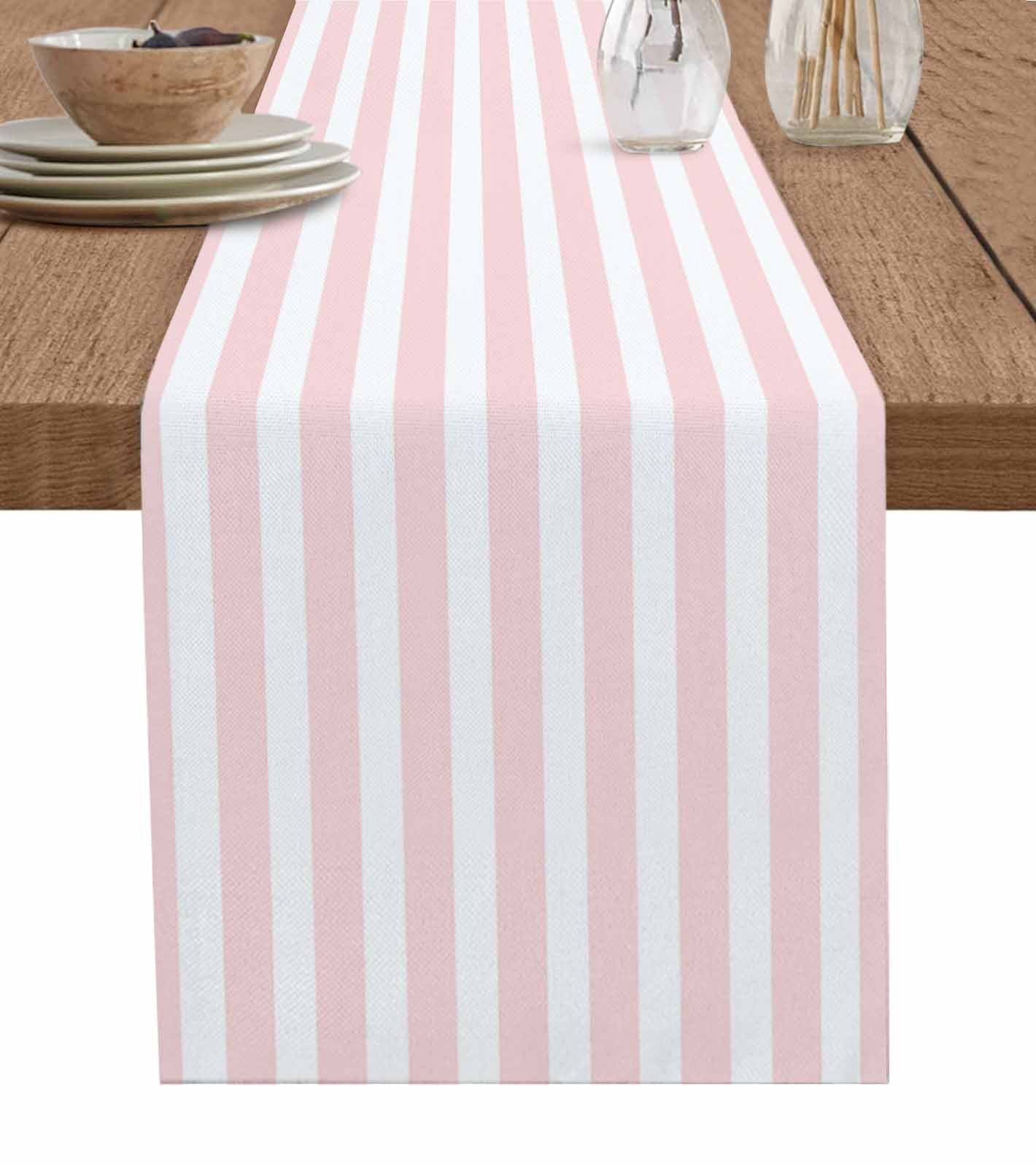 Pink Striped Table Runner Modern Farmhouse Pink White Stripes ...