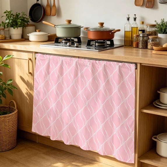Pink Stripes Lines Cabinet Curtains 35" W x 35" L, Abstract Waves ...