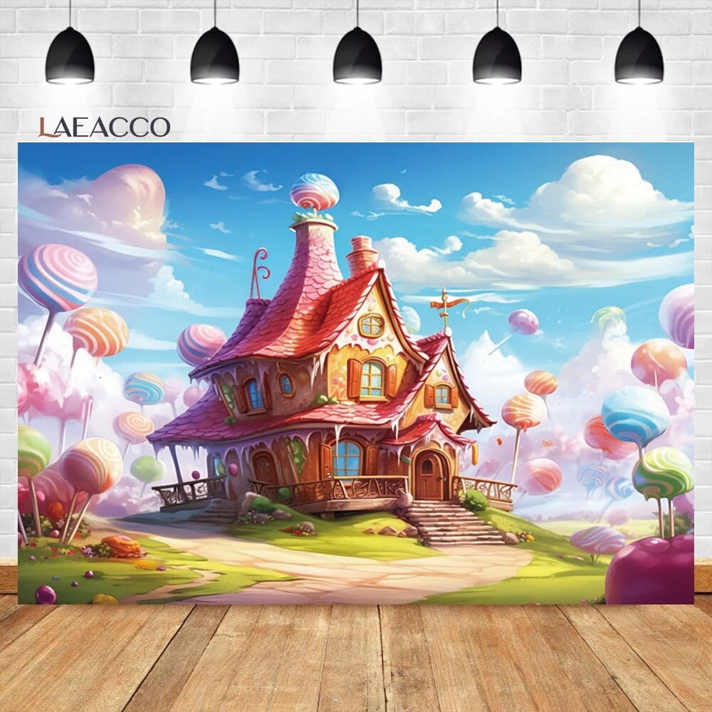 Pink Sugar Candy Bar Castle Photography Backdrop Candyland Lollipop Ice ...