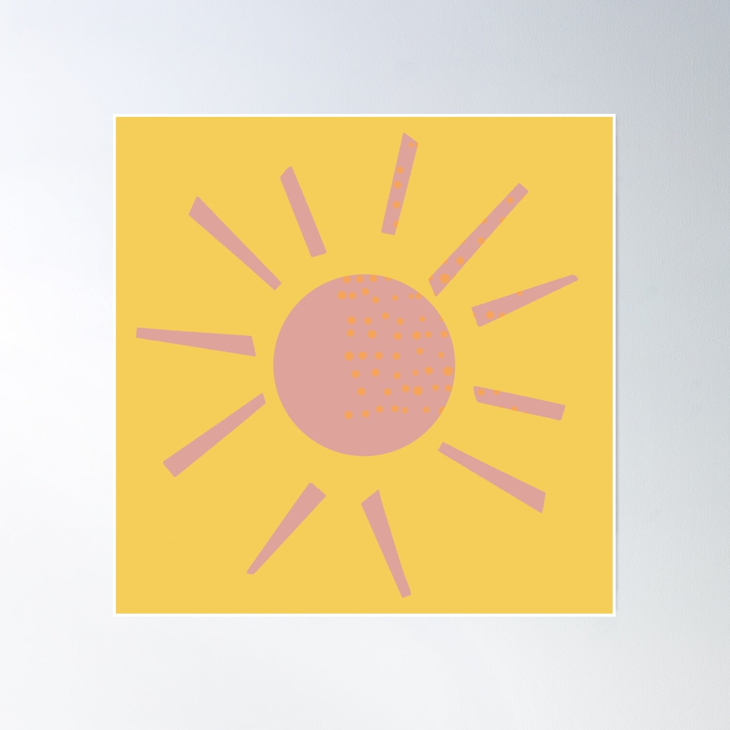 Pink Sun Shape Poster Wall Art, Modern Wall Decor, 16x16 UNFRAMED ...