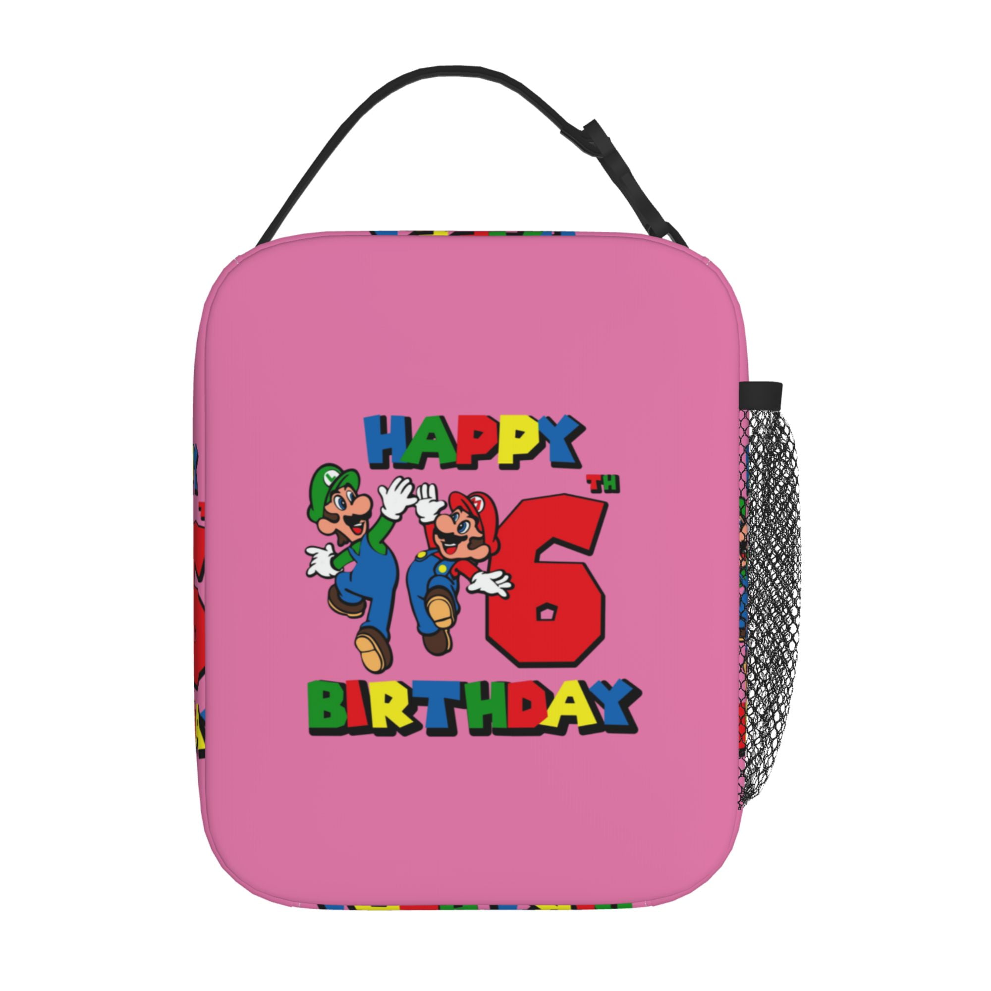 Pink Super Mario Happy Lunch Bag Box Insulated Tote Bag Cool Lunch Bags ...