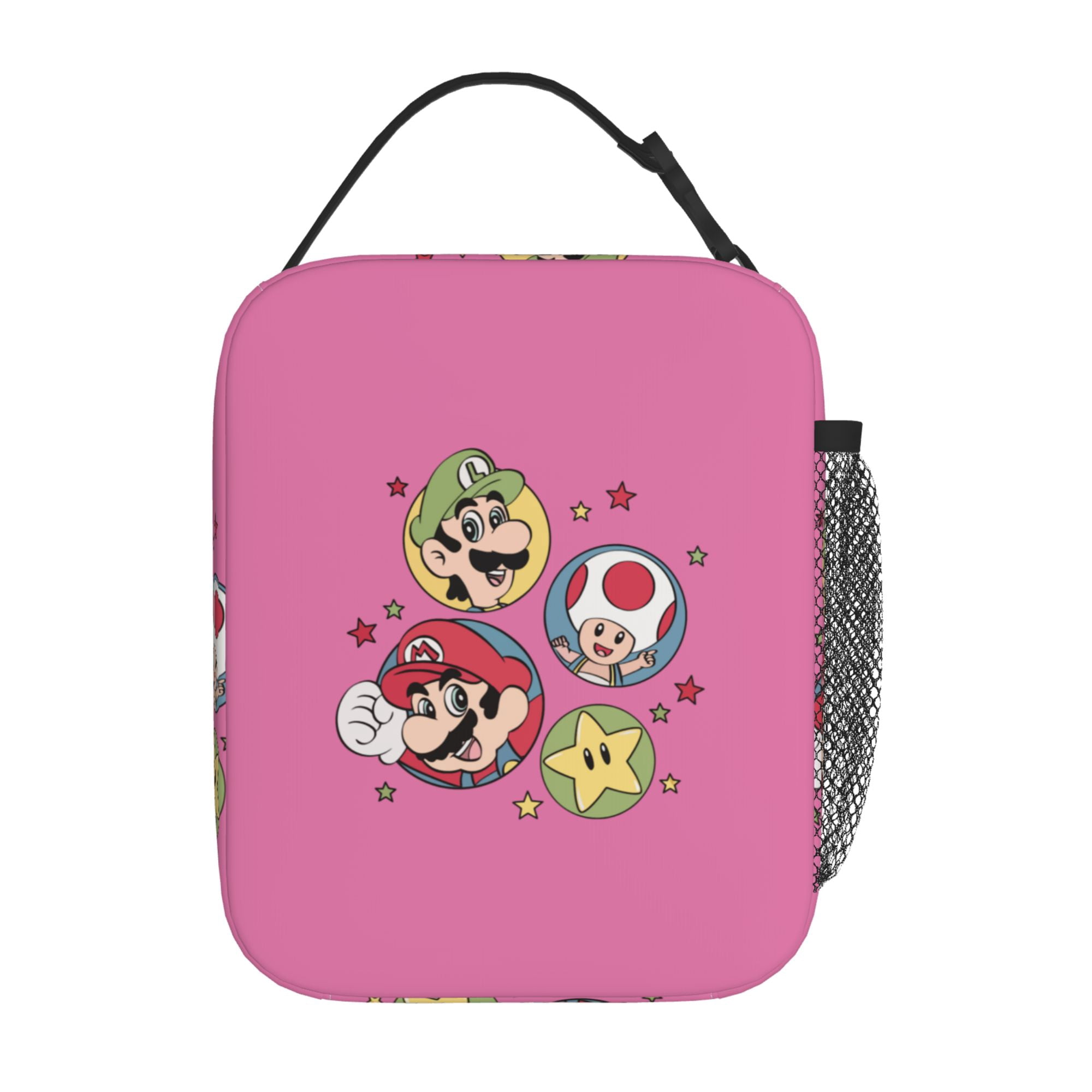 Pink Super Mario Luigi Lunch Bag Box Insulated Tote Bag Cool Lunch Bags ...
