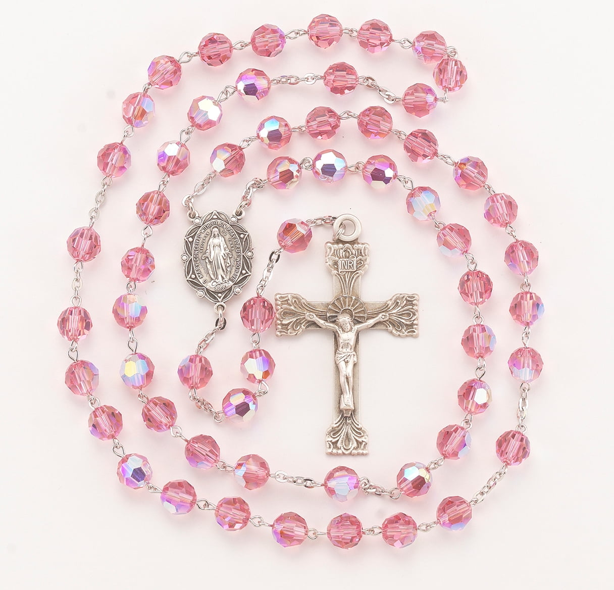 Pink Swarovski Crystal Rosary | Made in USA | Catholic Rosary Beads ...
