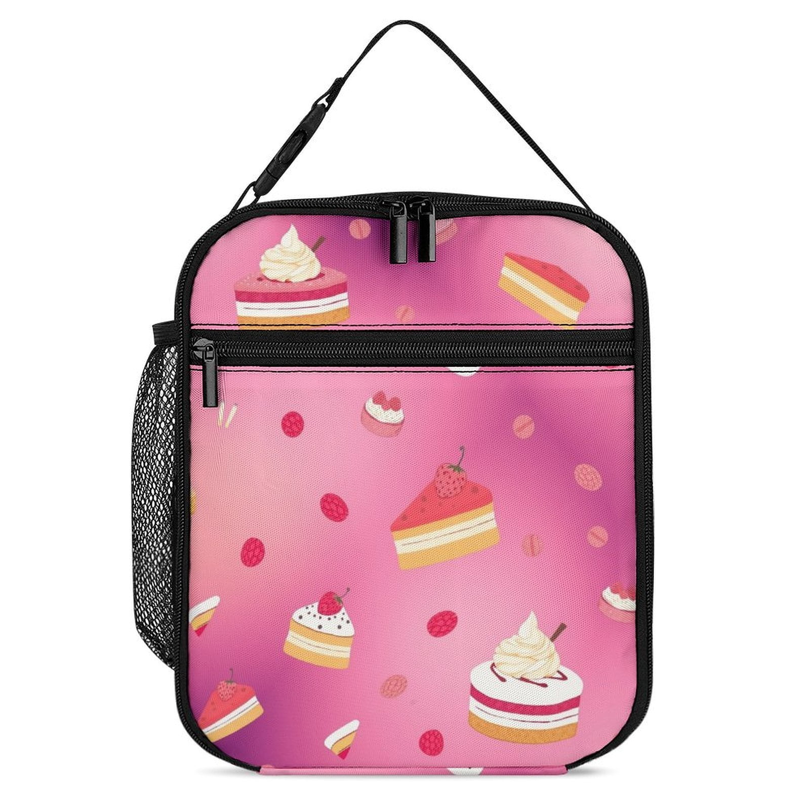 Pink Sweet Pattern Lunch Bag Warm Insulated Lunch Box School Food ...