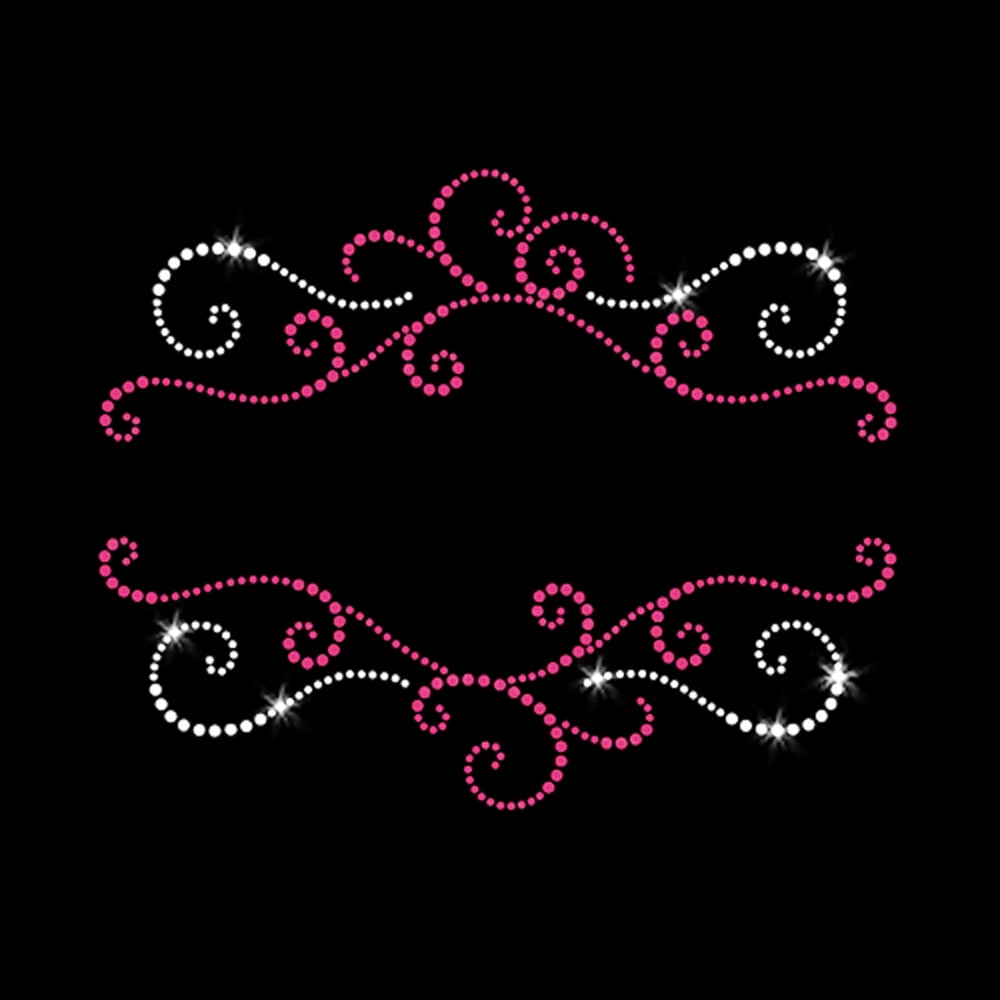 Pink Swirls Frame Swirly Border Embellishment Iron-on Clear Crystal ...