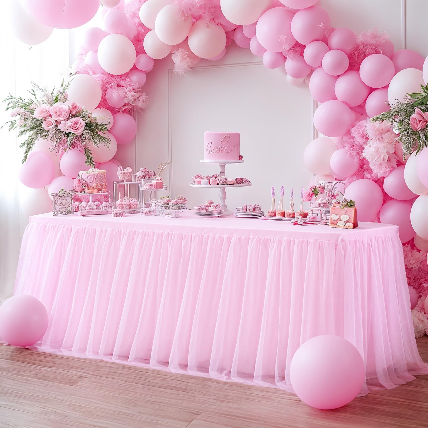 Pink Table Cloths for Parties Light Pink Tulle Rectangle, Pink Tulle ...
