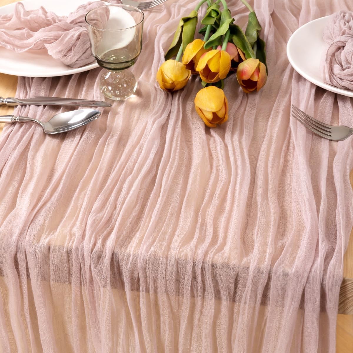 Pink Table Runner Cheesecloth Table Runner 10ft Rustic Dusty Pink Gauze ...