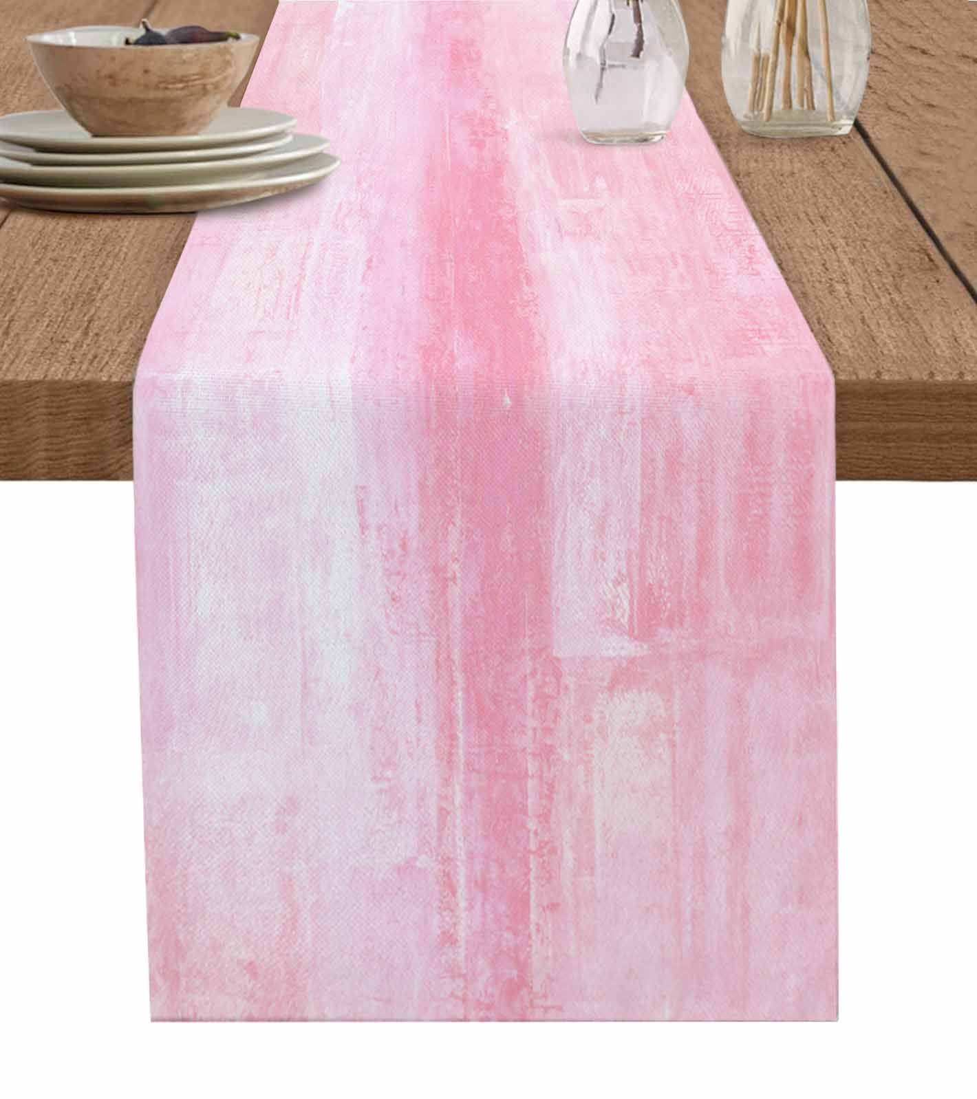 Pink Table Runner Retro Oil Painting Modern Abstract Art Aesthetics ...