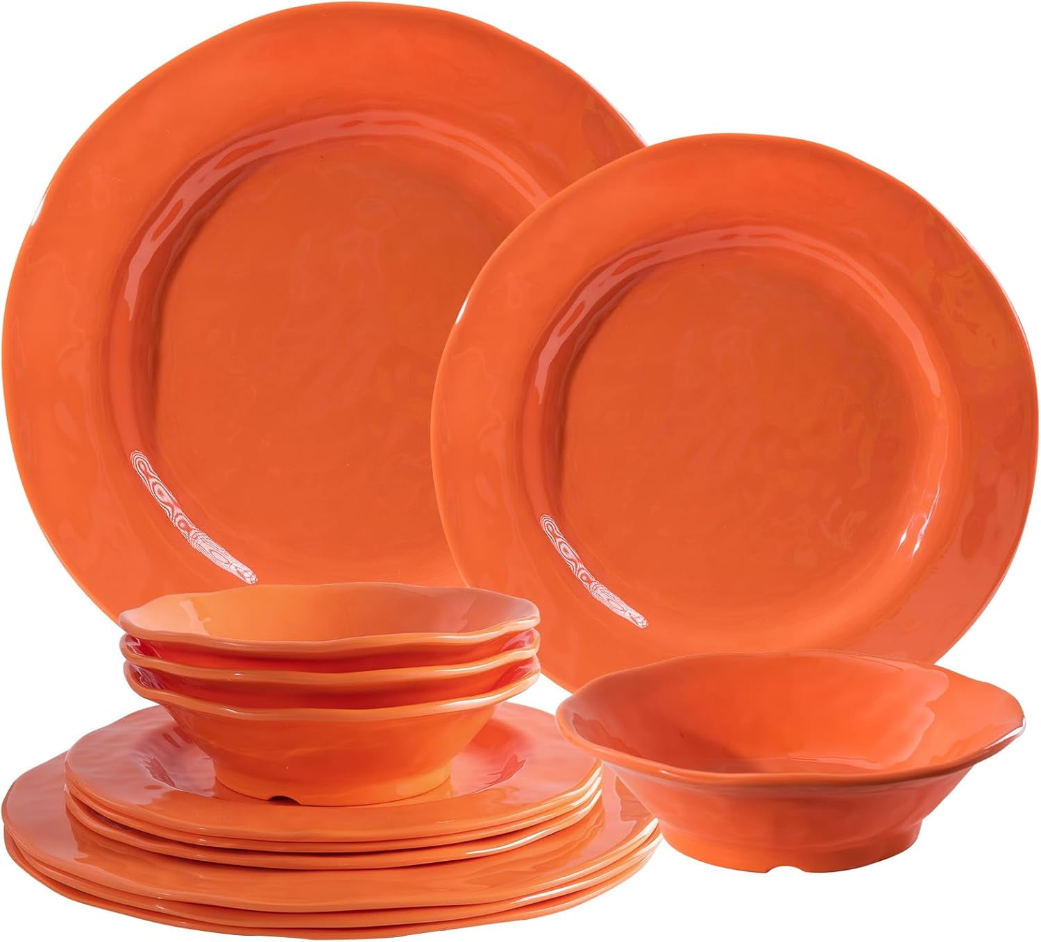 Pink Tableware Melamine Dinnerware Set, 12 Piece Kitchen Plates and ...