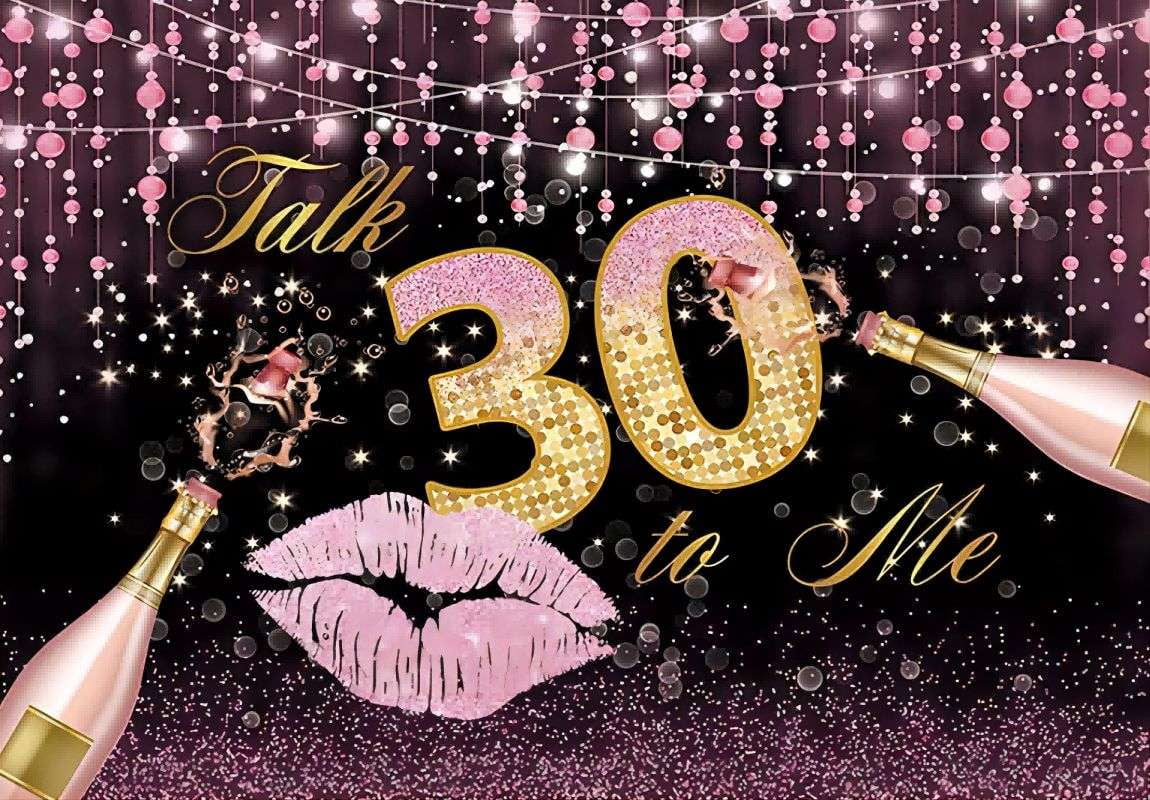 Pink Talk Thirty to Me Backdrop Happy 30th Birthday Party ration Banner ...