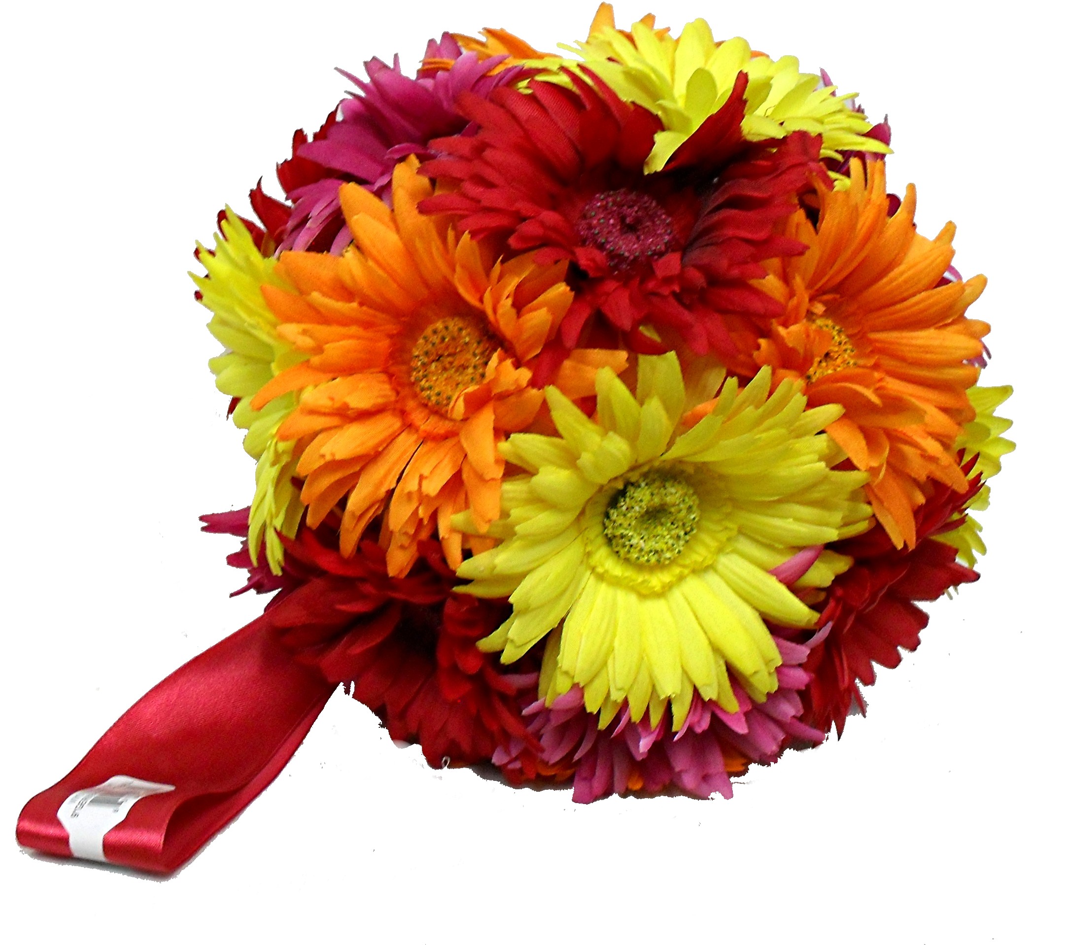 Pink Tangerine Red Daisy 9in Artificial Polysilk Faux Fake Flower ...