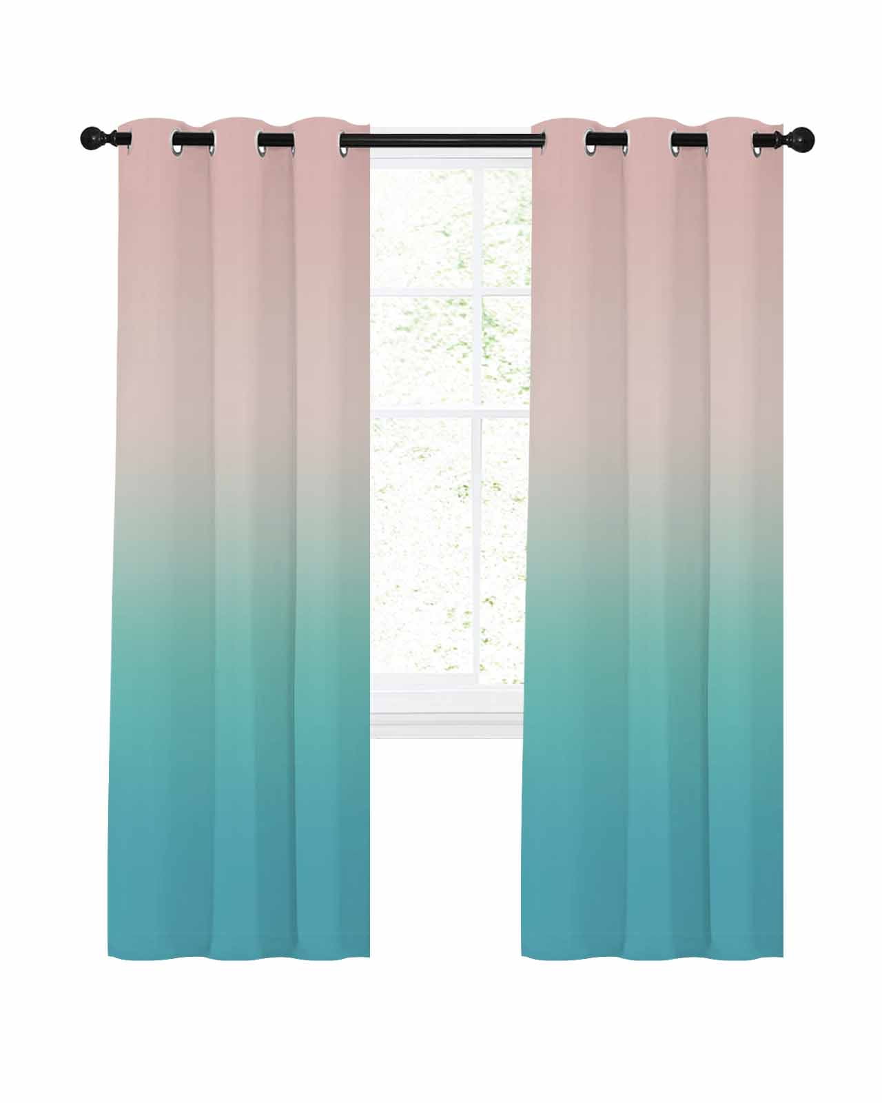Pink Teal Ombre Blackout Curtains 54 Inches Long for Bedroom, Modern ...