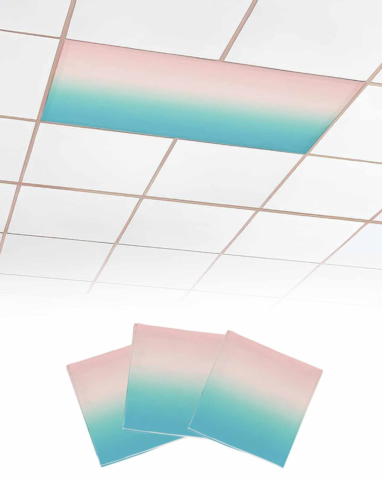 Pink Teal Ombre Fluorescent Light Covers for Ceiling Lights 4x2 feet,3 ...