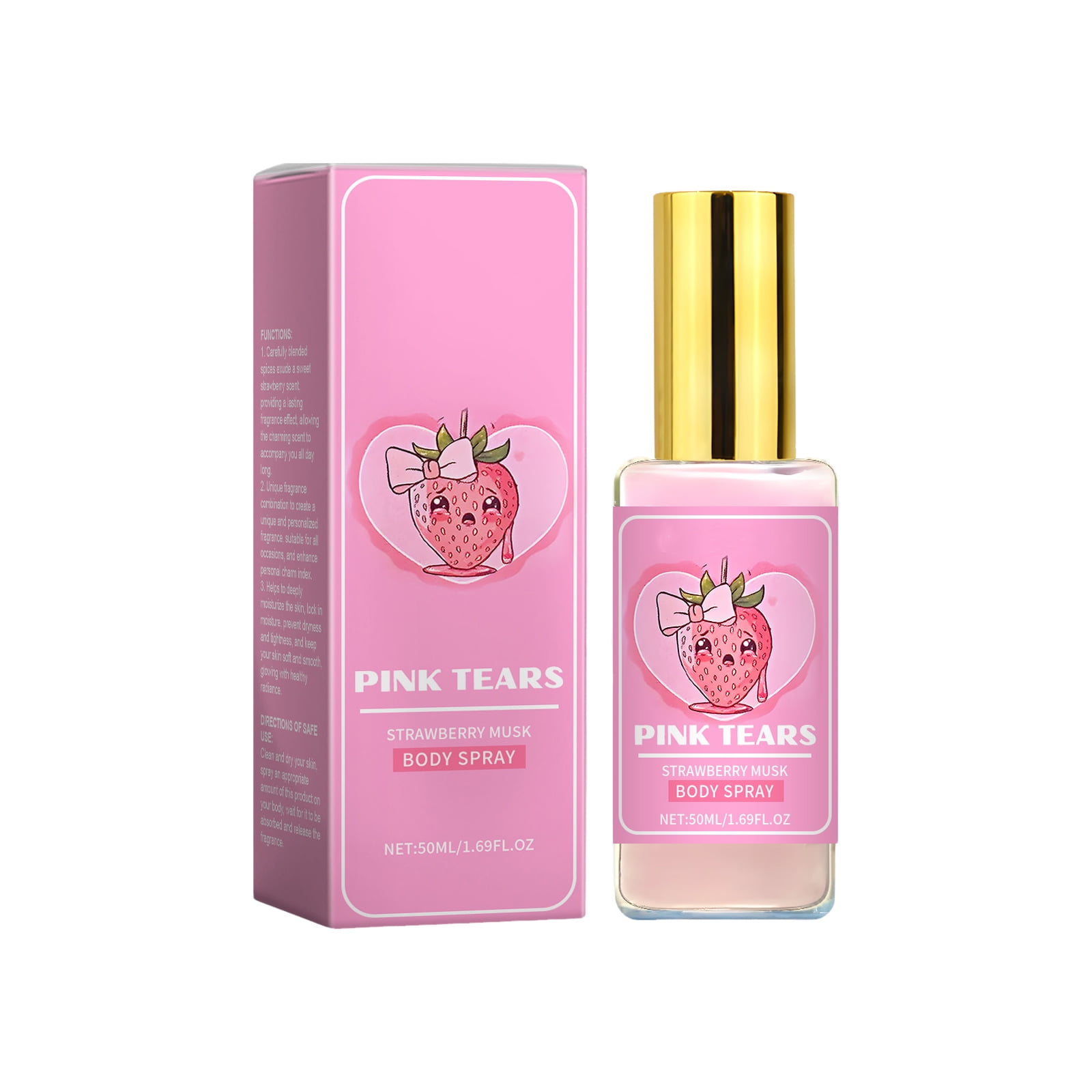 Pink Tears Body Mist,Fresh Strawberry Body Milk Mist Spray Strawberry ...