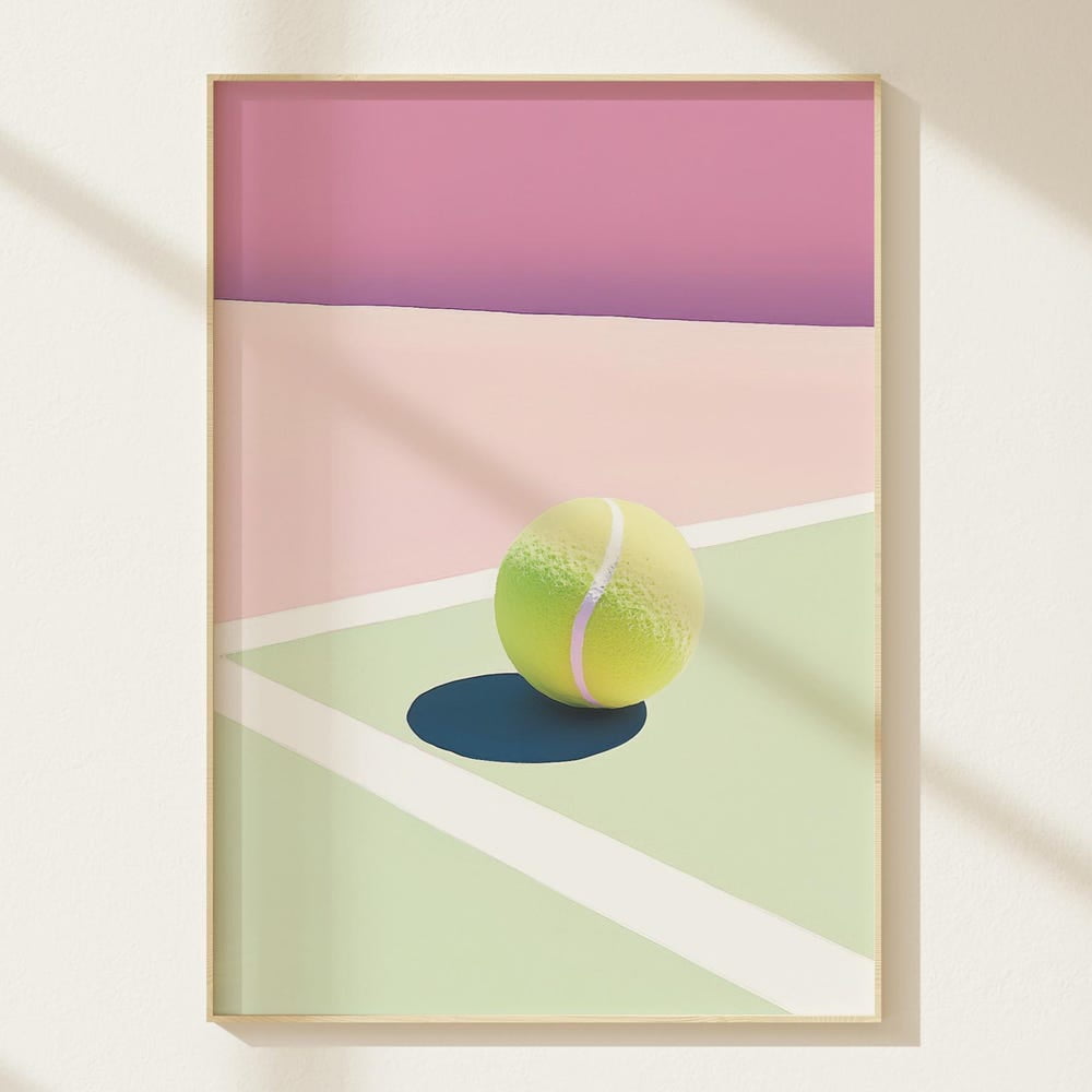 Pink Tennis Court Printable Wall Art, Tennis Ball Poster, Gift For Her ...