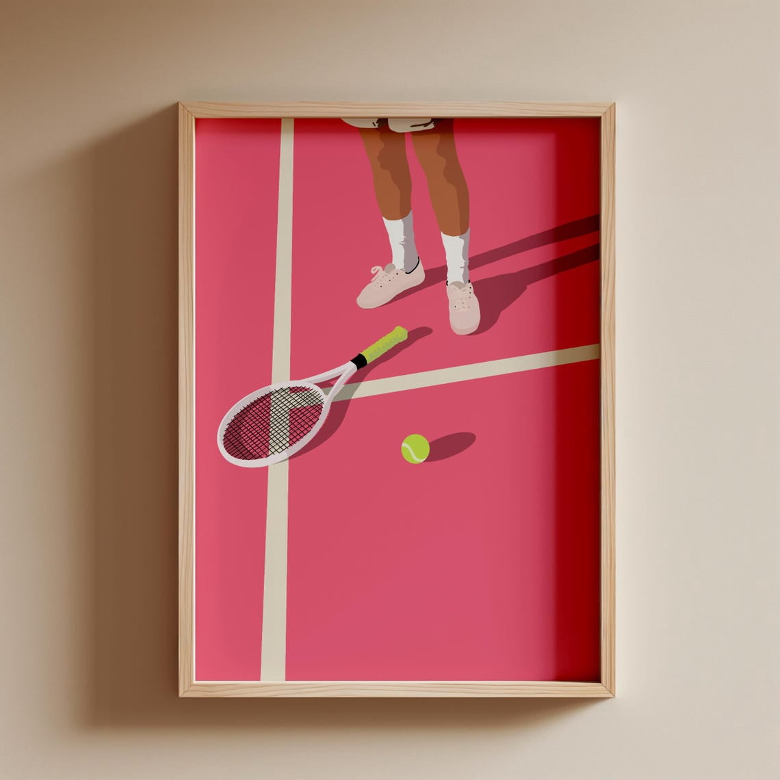 Pink Tennis Court Retro Cute Tennis Art for Tennis Player Minimalist ...