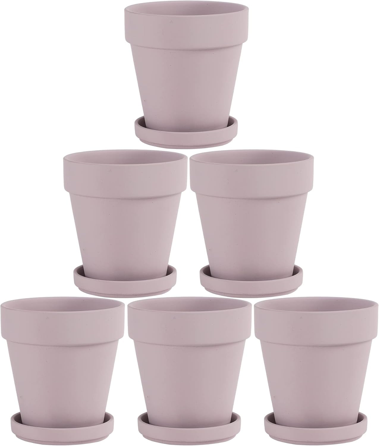 Pink Terra Cotta Pots with Saucer- 6-Pack Small Terracotta Pot Clay ...