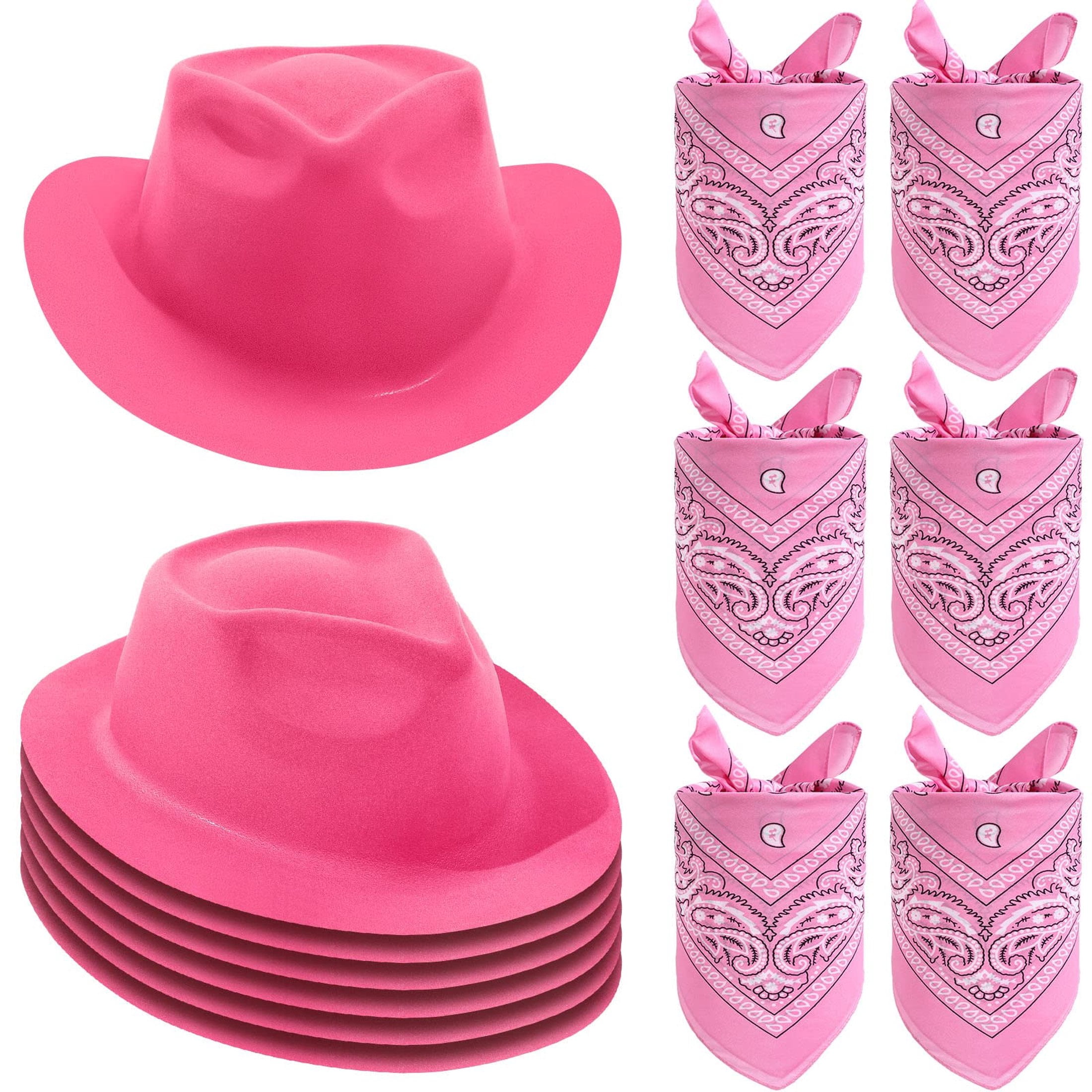 Pink Texan Cowgirl Party Pack - 6 Sets of Hats & Bandanas for Adults ...