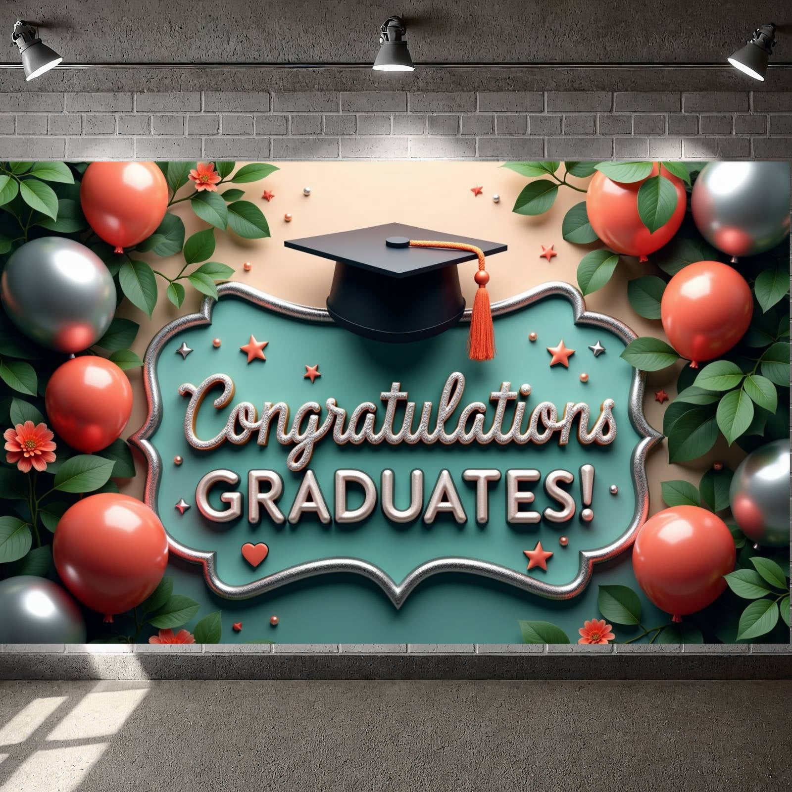 Pink Theme Graduation Banner Gold Stars Congrats Display Glitter Design ...