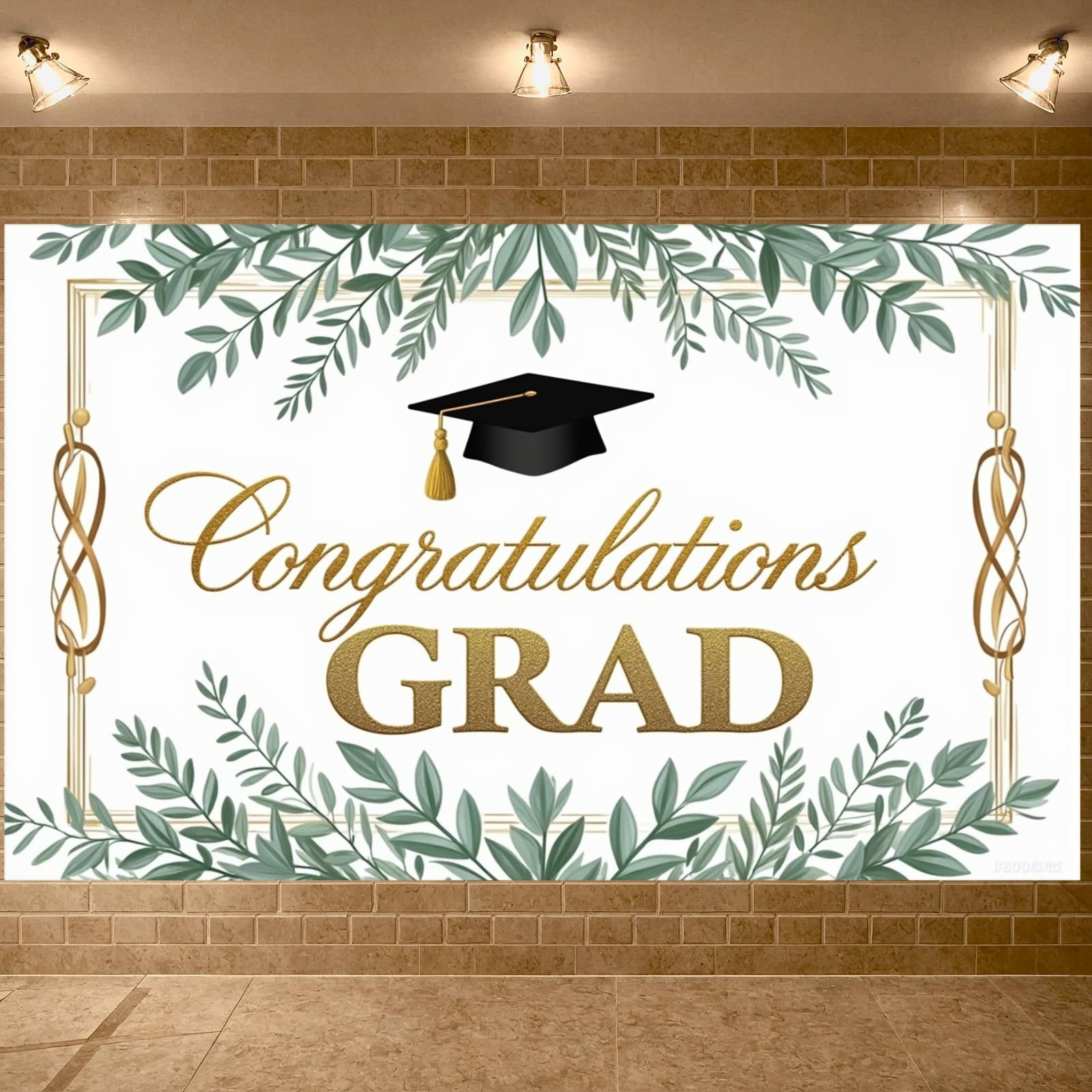 Pink Theme Graduation Banner Graduation Cap Design Grad Party Display ...
