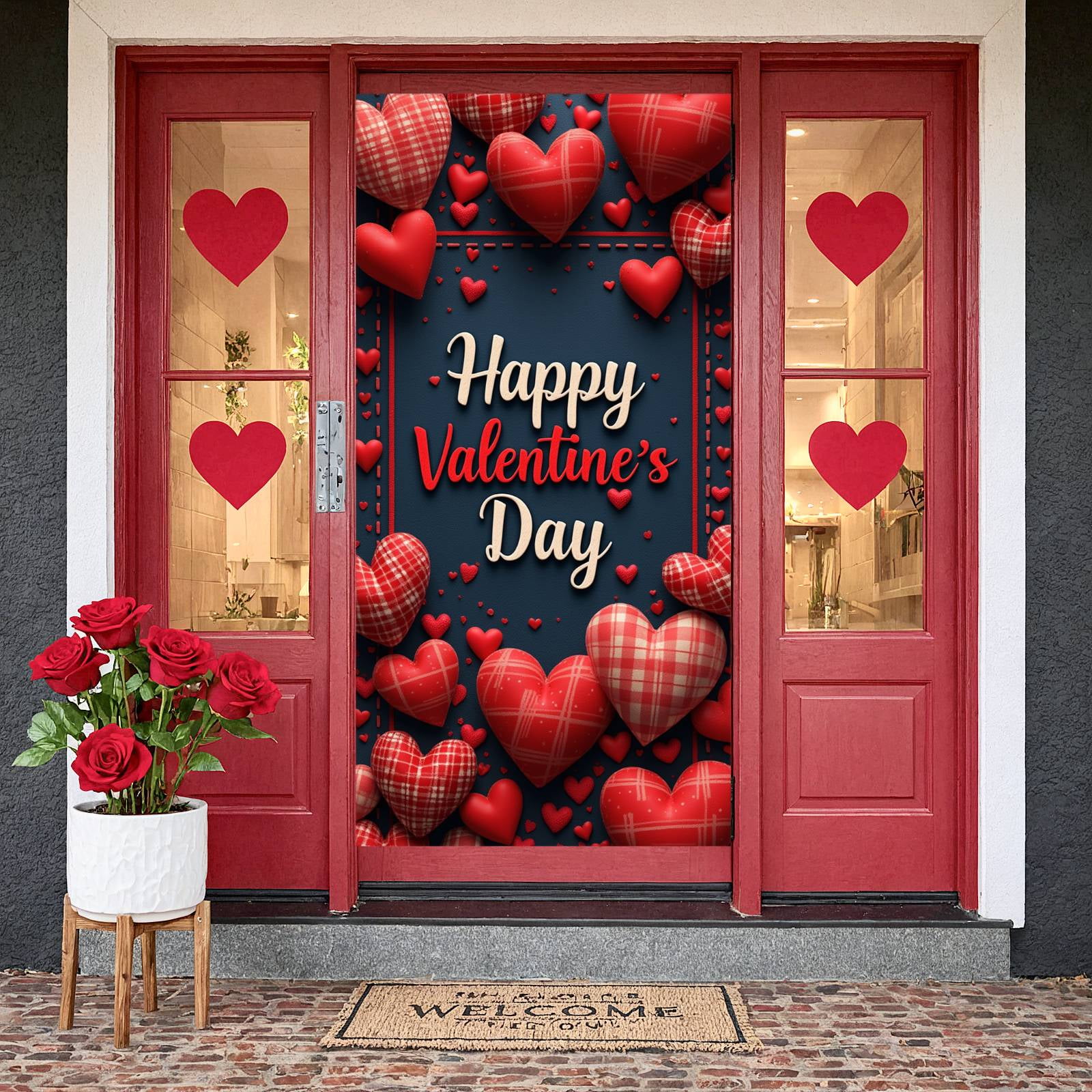 Pink Theme Welcome Banner Heart Design Love Backdrop Rose Decoration ...
