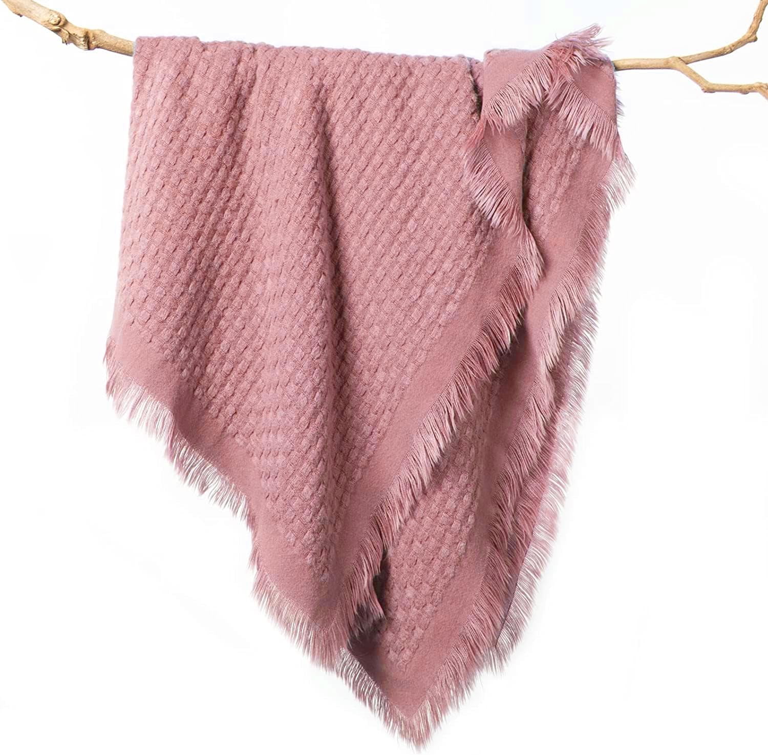 Pink Throw Blanket for Couch-Soft Boho Bed Throw Blankets,Cozy Knitted ...