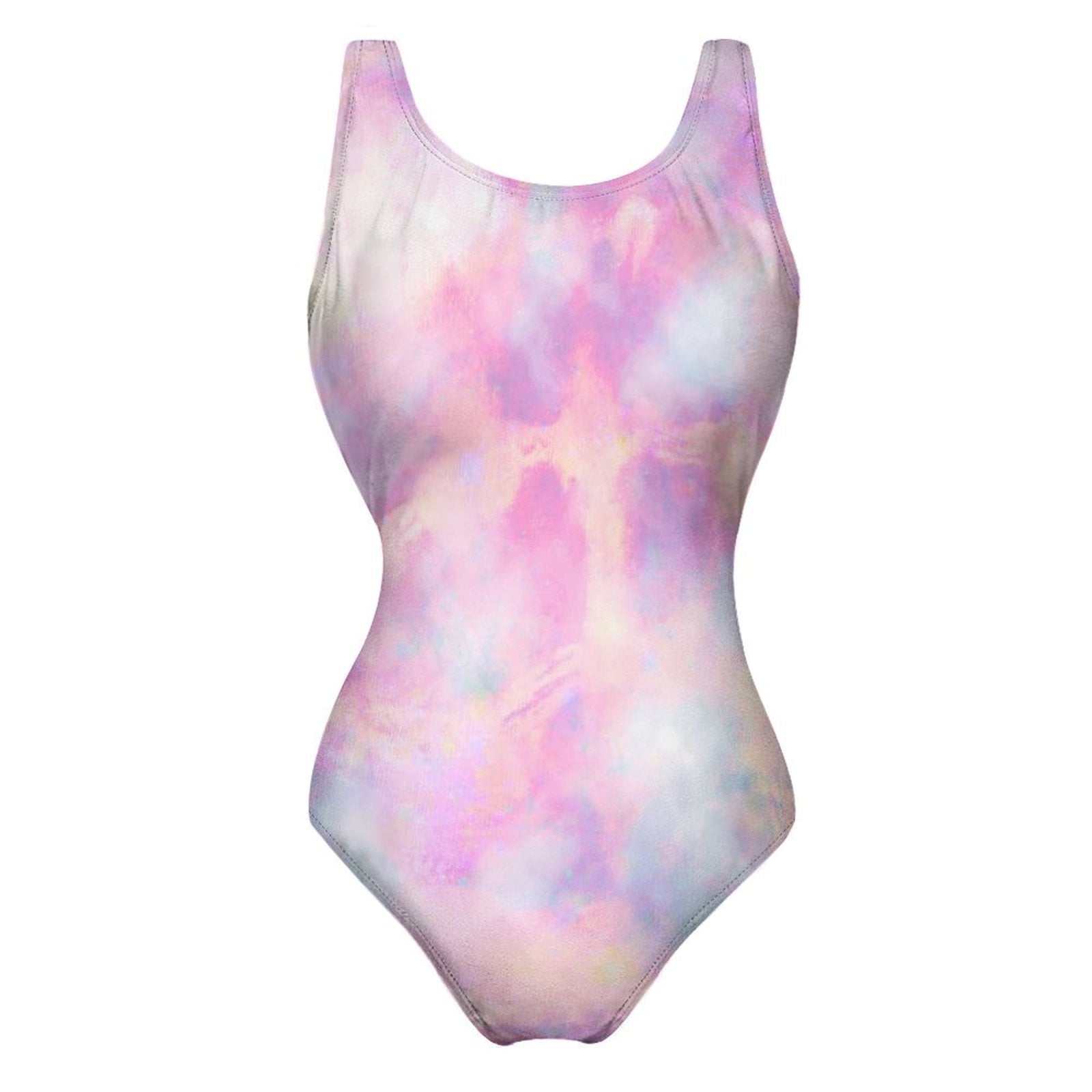 Pink Tie Dye Swimsuit Sexy Colorful Art Print One Piece Swimwear Push ...
