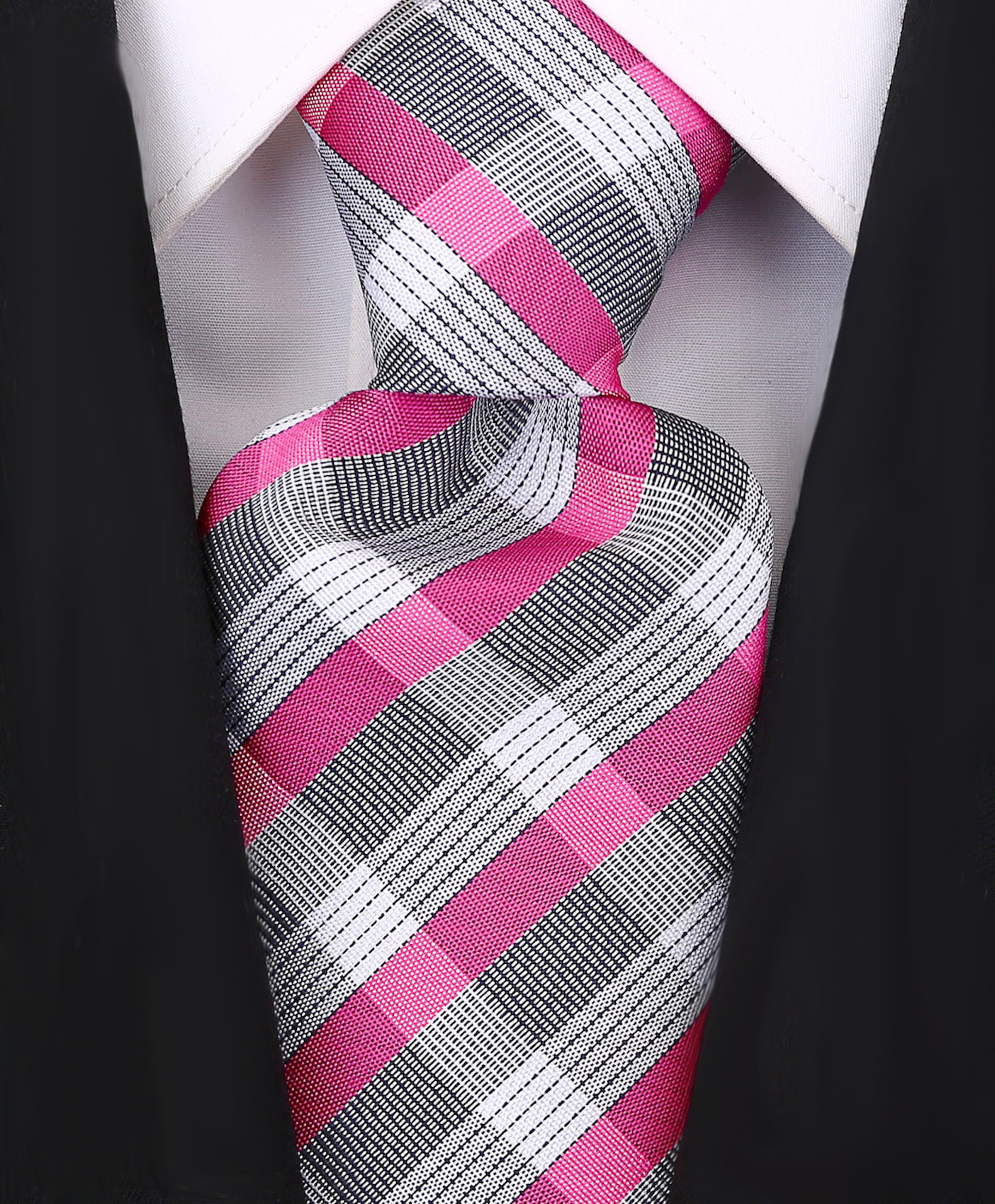 Scott Allan Men's Pink Tie | Plaid & Striped Necktie | Microfiber ...
