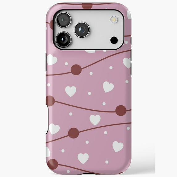 Pink Tiny Hearts Valentine Pattern iPhone Case 17 11 12 13 14 15 16 Pro ...