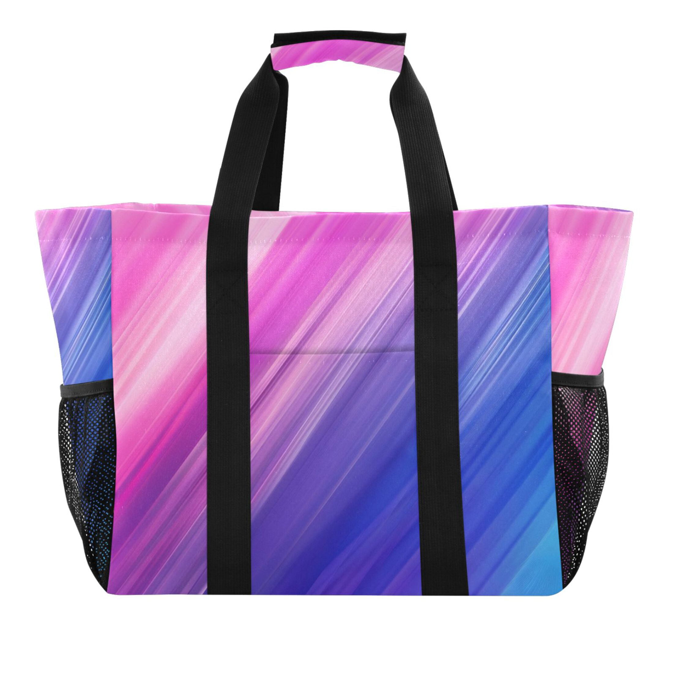 Pink To Blue Gradient Color Reusable Grocery Bags with Handle Side ...