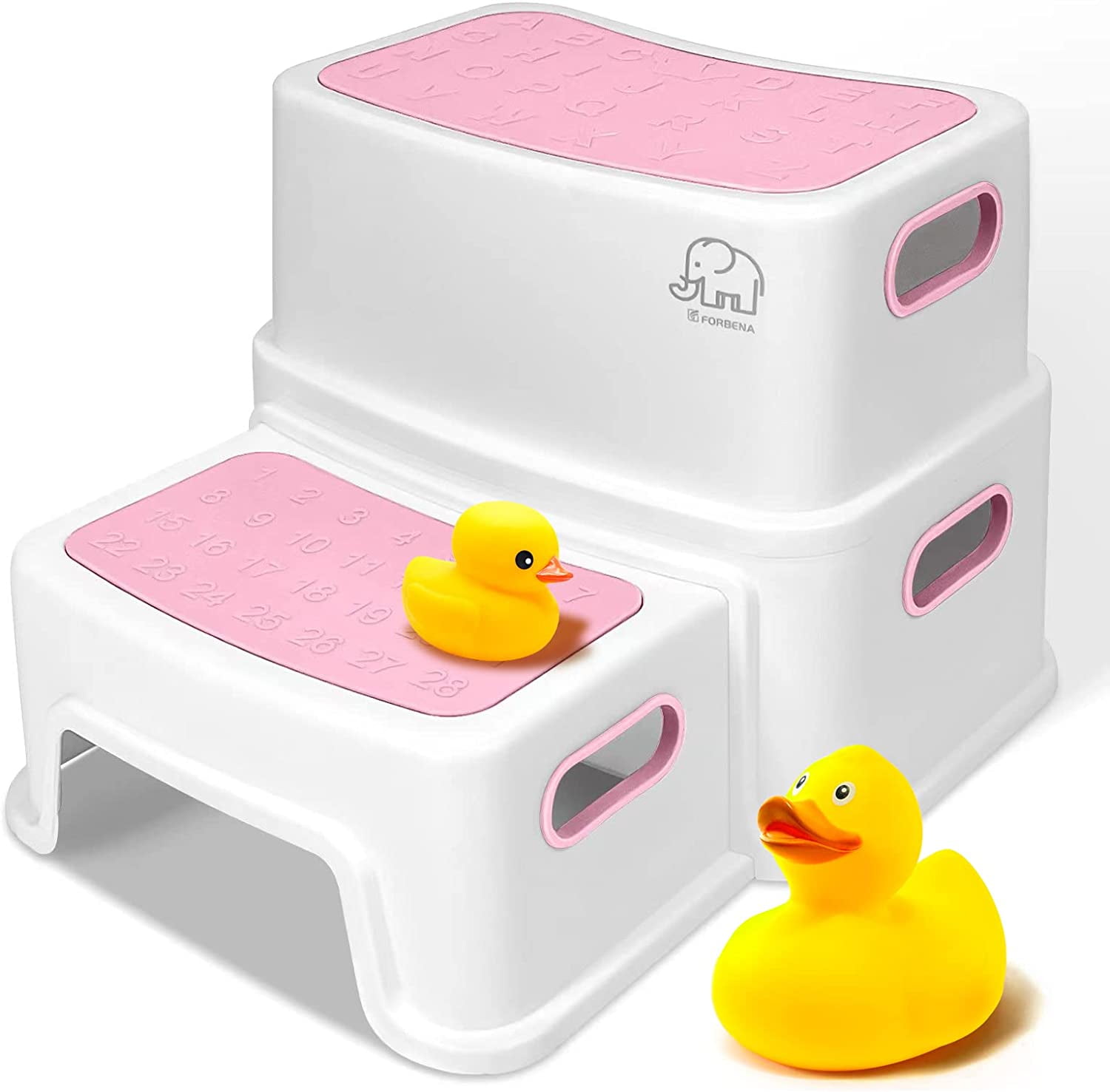 Pink Toddler Step Stool for Toilet, Two Step Stool for Kids Bathroom ...
