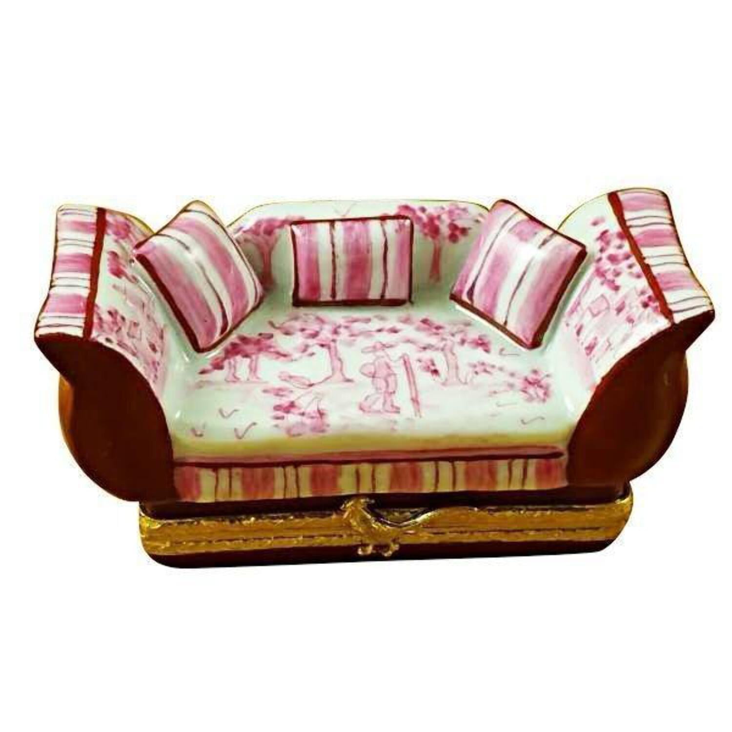 Pink Toile Sofa Limoges Box for Collectors Limoges Box Porcelain ...