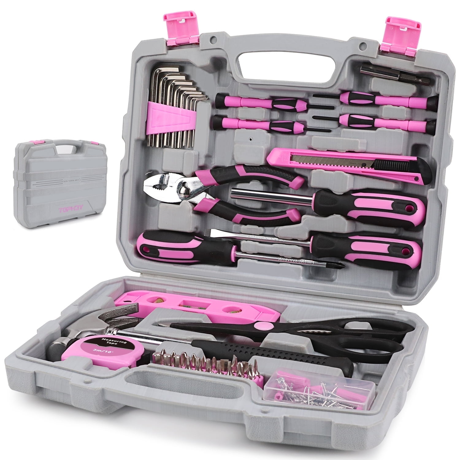 TOPHDY Pink 149-Piece Home Repair Tool Set, Small DIY Home Office Kit ...