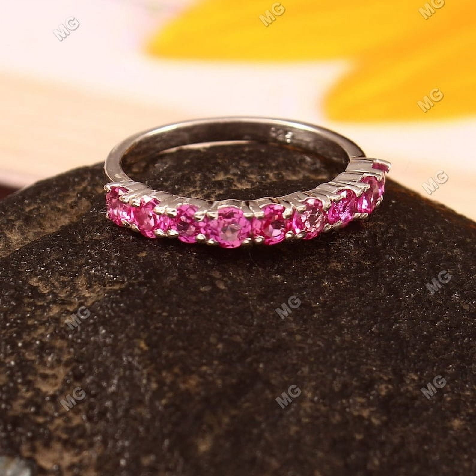 Pink Tourmaline Engagement Ring Pink Gemstone Wedding Ring October Birthstone Ring Matching ...