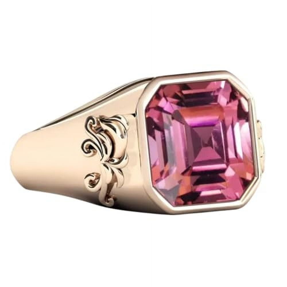 Pink Tourmaline Wedding Signet Ring For Men 18K Gold Pink Tourmaline 7 ...