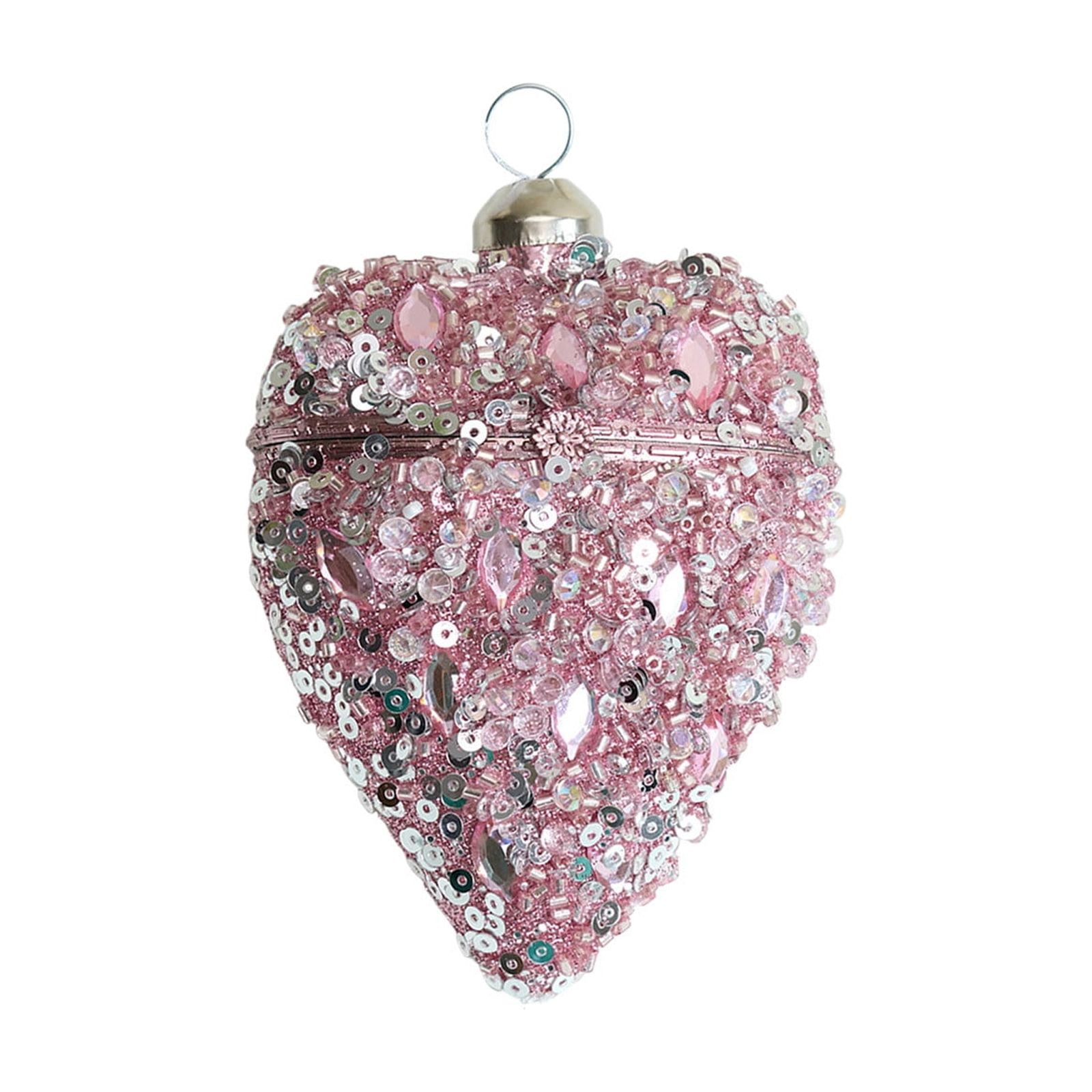 Pink Translucent Heart-Shaped Glass Box With Lid For Storing Keepsakes ...