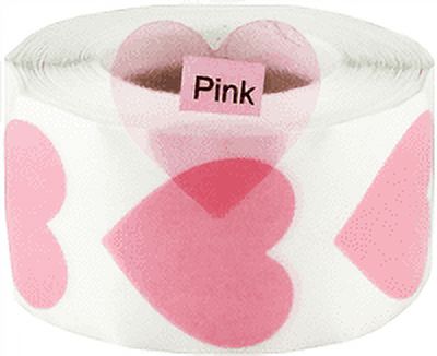 Pink Transparent Heart Stickers, 1 Inch Wide, 500 Labels on a Roll ...