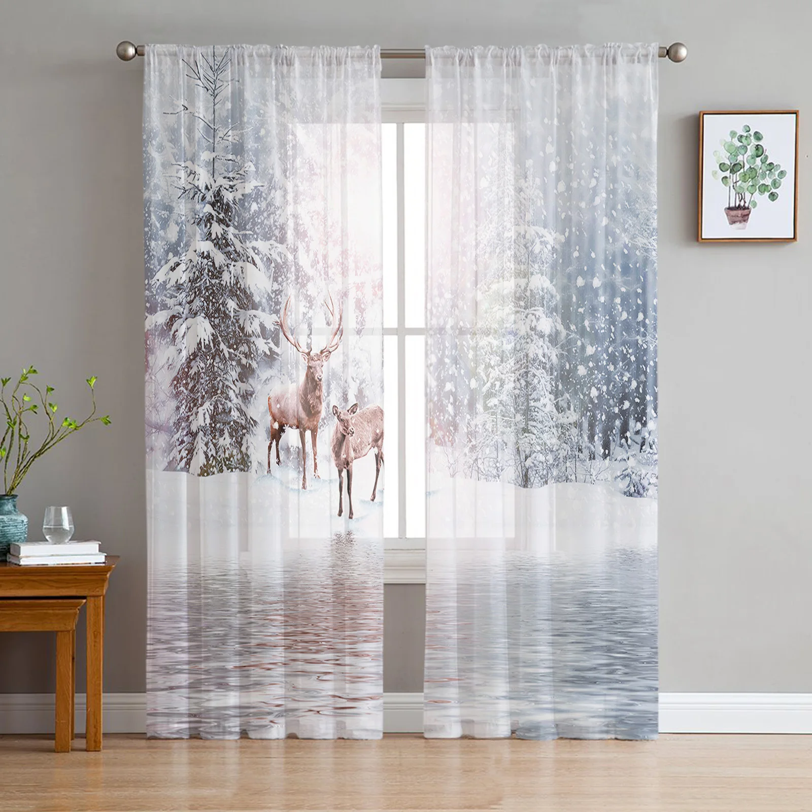 Pink Tree Window Tulle Curtains for Living Room Kitchen Home r Sheer Voile Curtains - Walmart.com