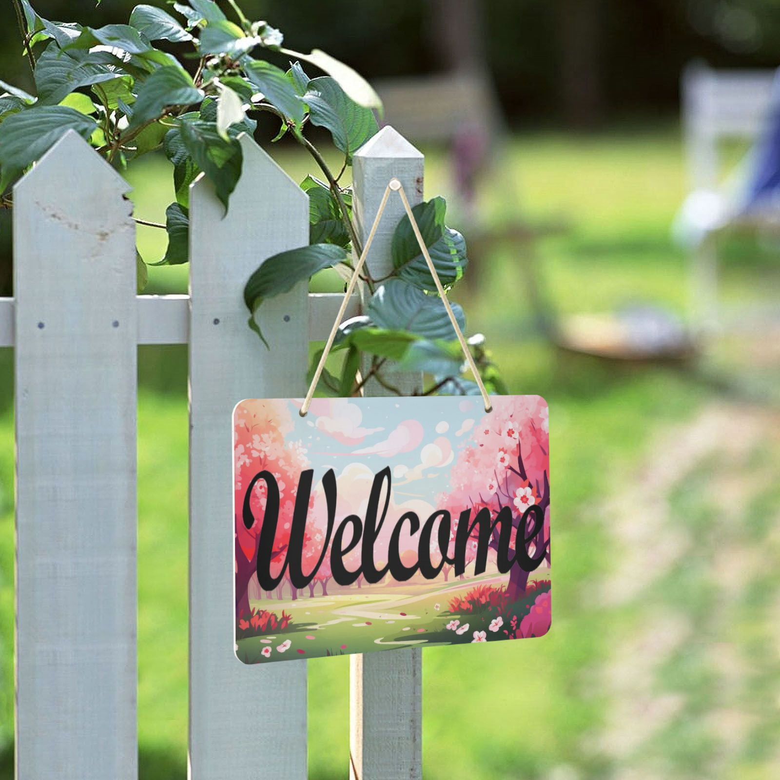 Pink Trees Welcome Sign for Front Door Porch Wreath Door Sign Home ...