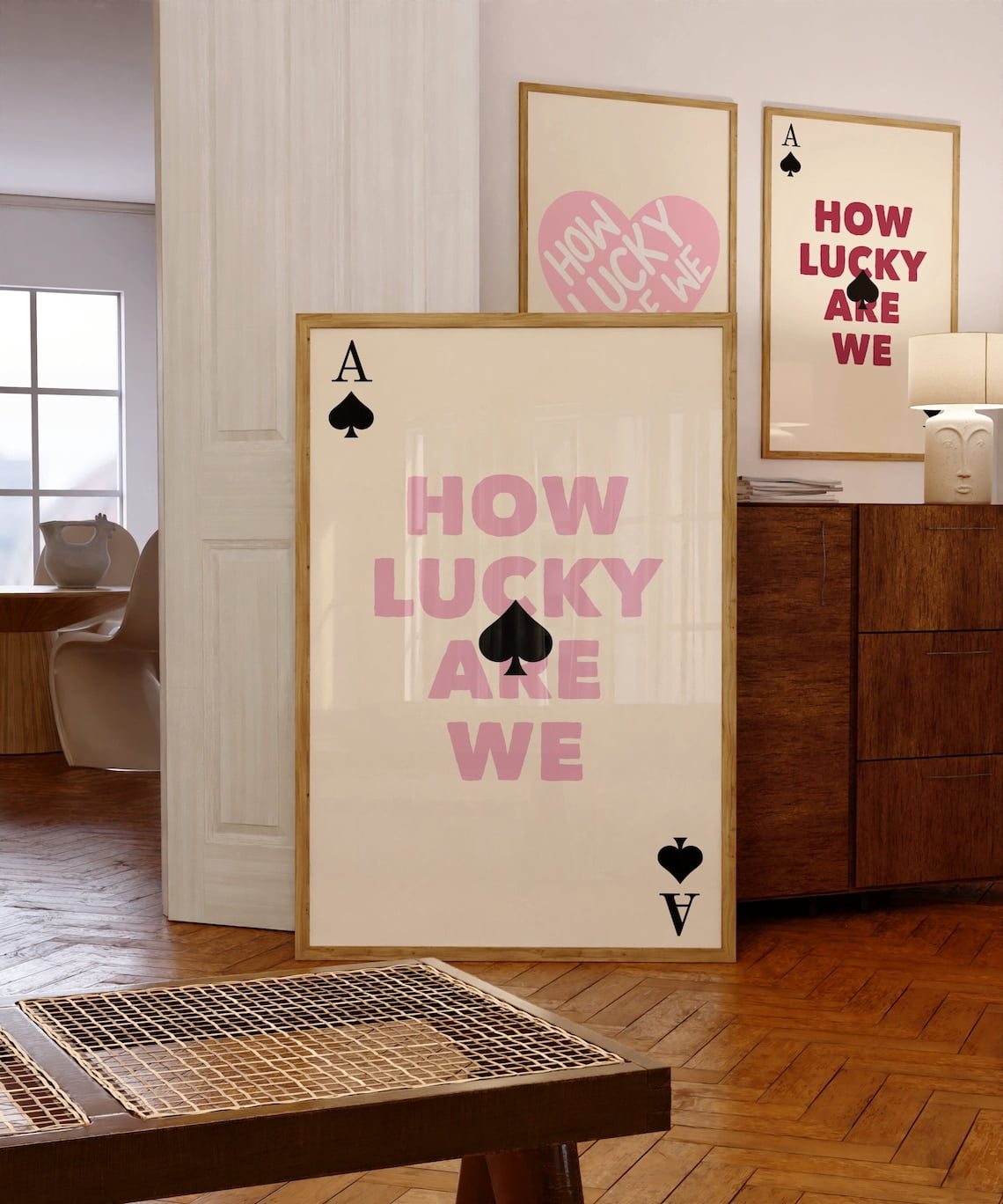 Pink Trendy Ace of Spades How Lucky Are We Retro Aesthetic Playing Card ...