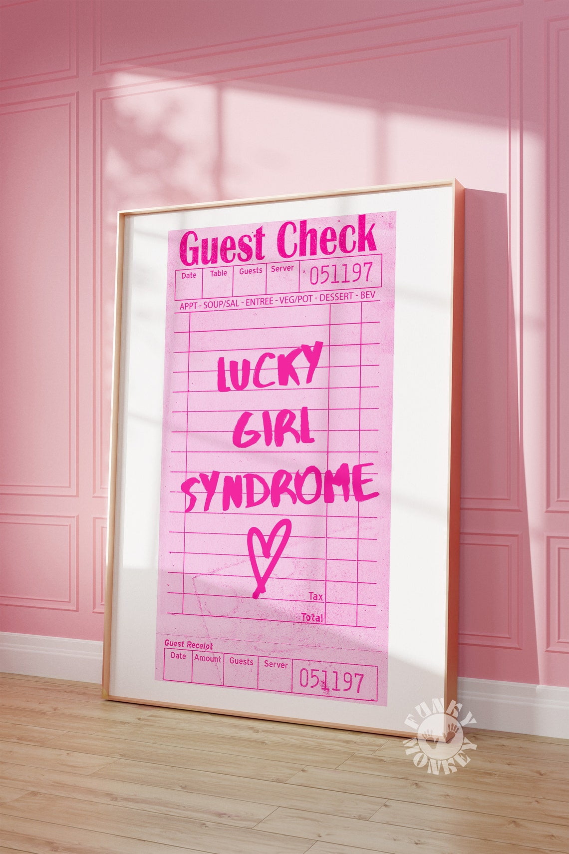 Pink Trendy Wall Art, Girly Print, Lucky Girl Syndrome Retro Guest ...