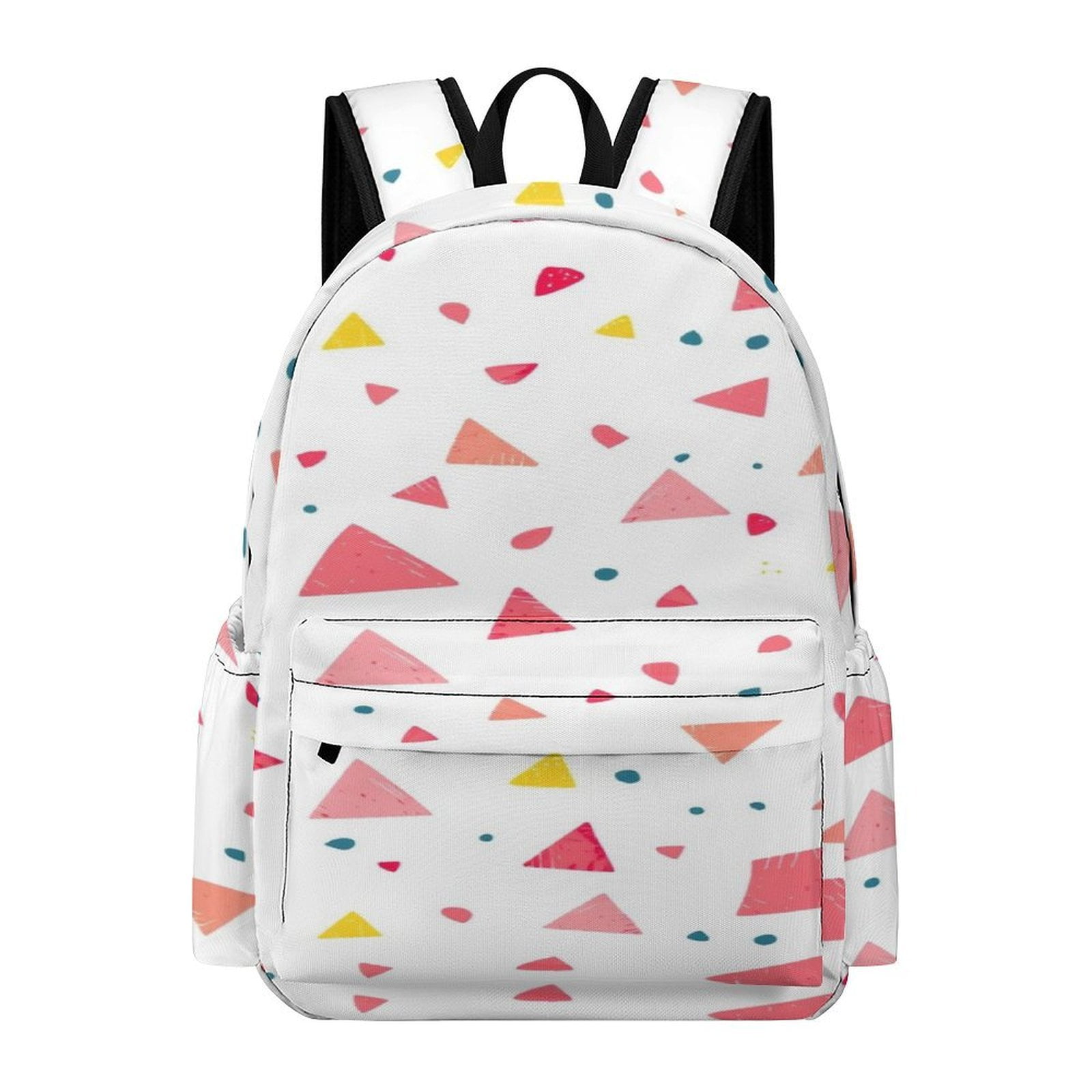 Pink Triangle Pattern Book Bag Men Backpack For Teen Large Capacity ...