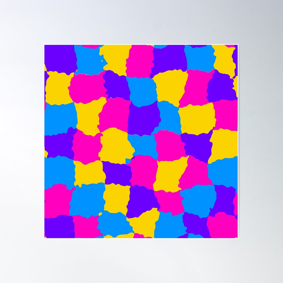 Pink Trippy Square Pattern Poster Wall Art, Modern Wall Decor For ...