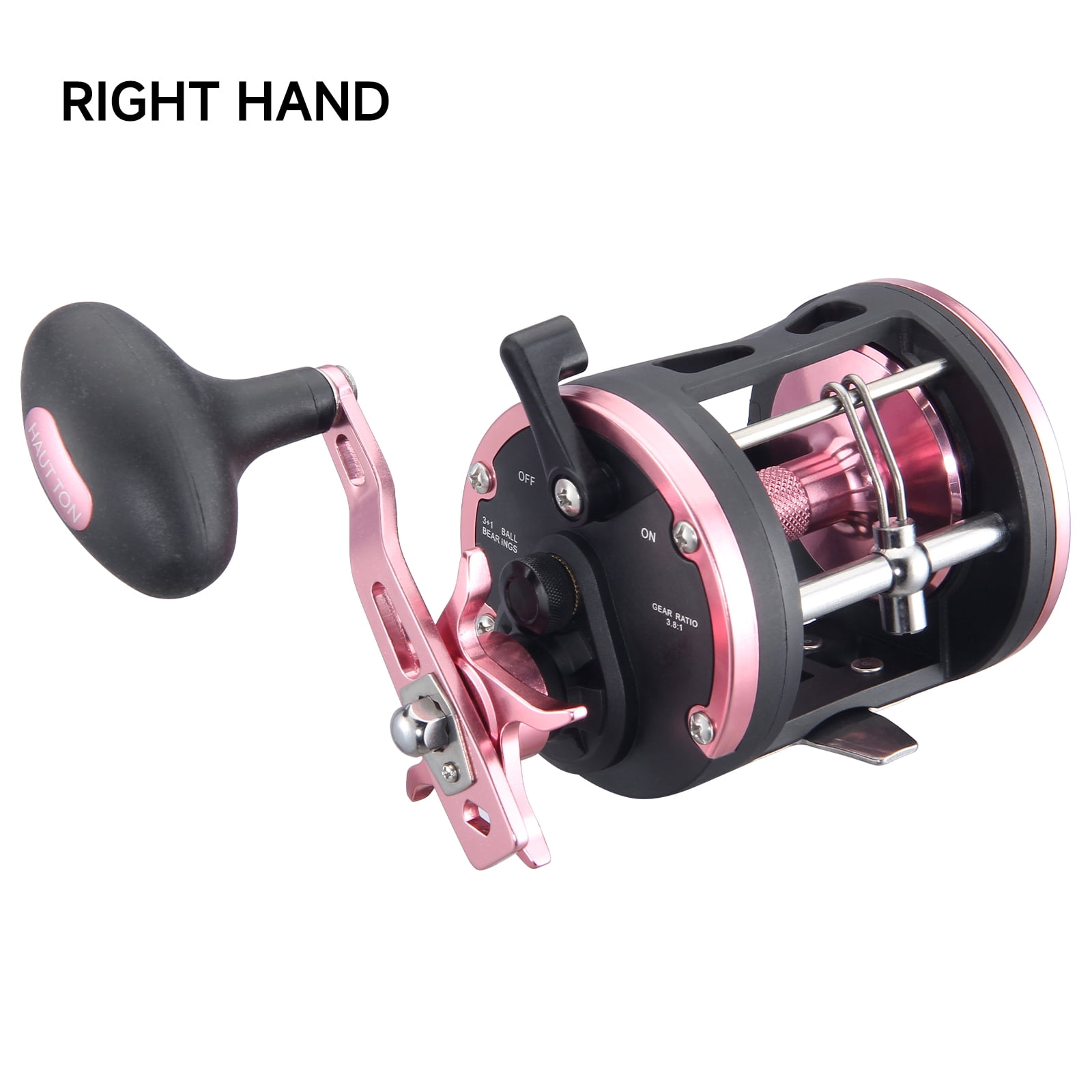 Pink Trolling Drum Fishing Reels With Meter Counter 18KG Super Strong ...