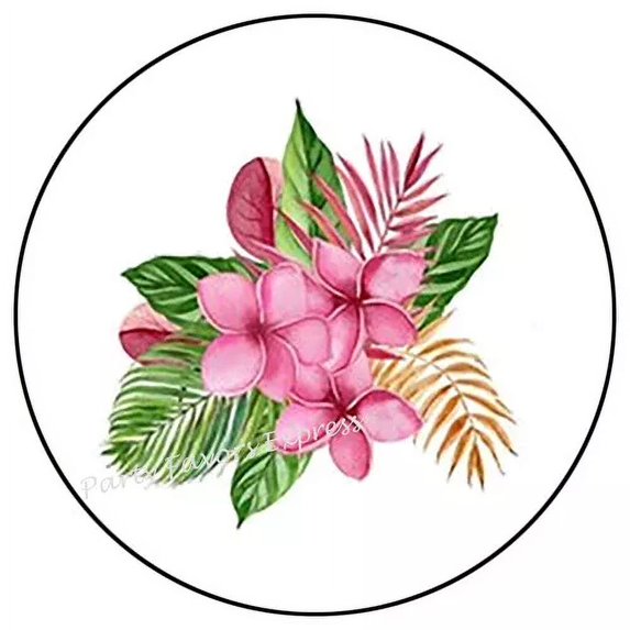 Pink Tropical Flowers Stickers Party Favors Phone Decal Water Bottle ...