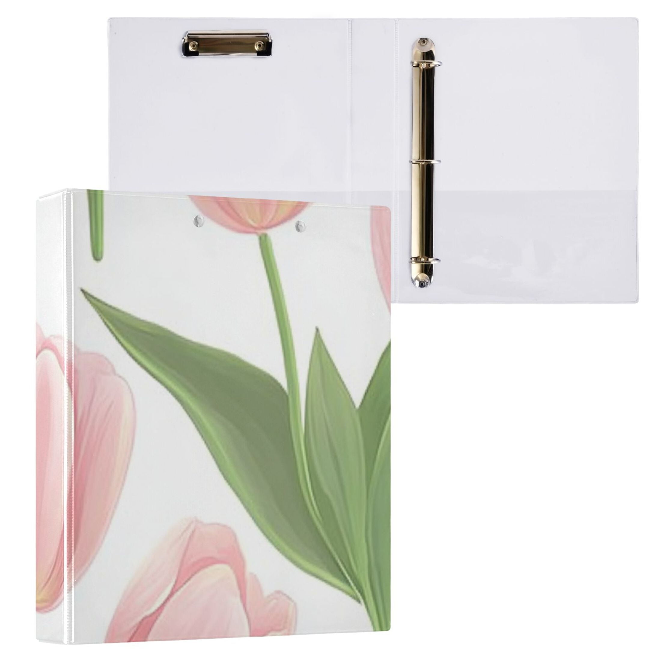 Pink Tulip Flowers 3 Ring Binders 1.5 inch Hardcover File Folders with ...