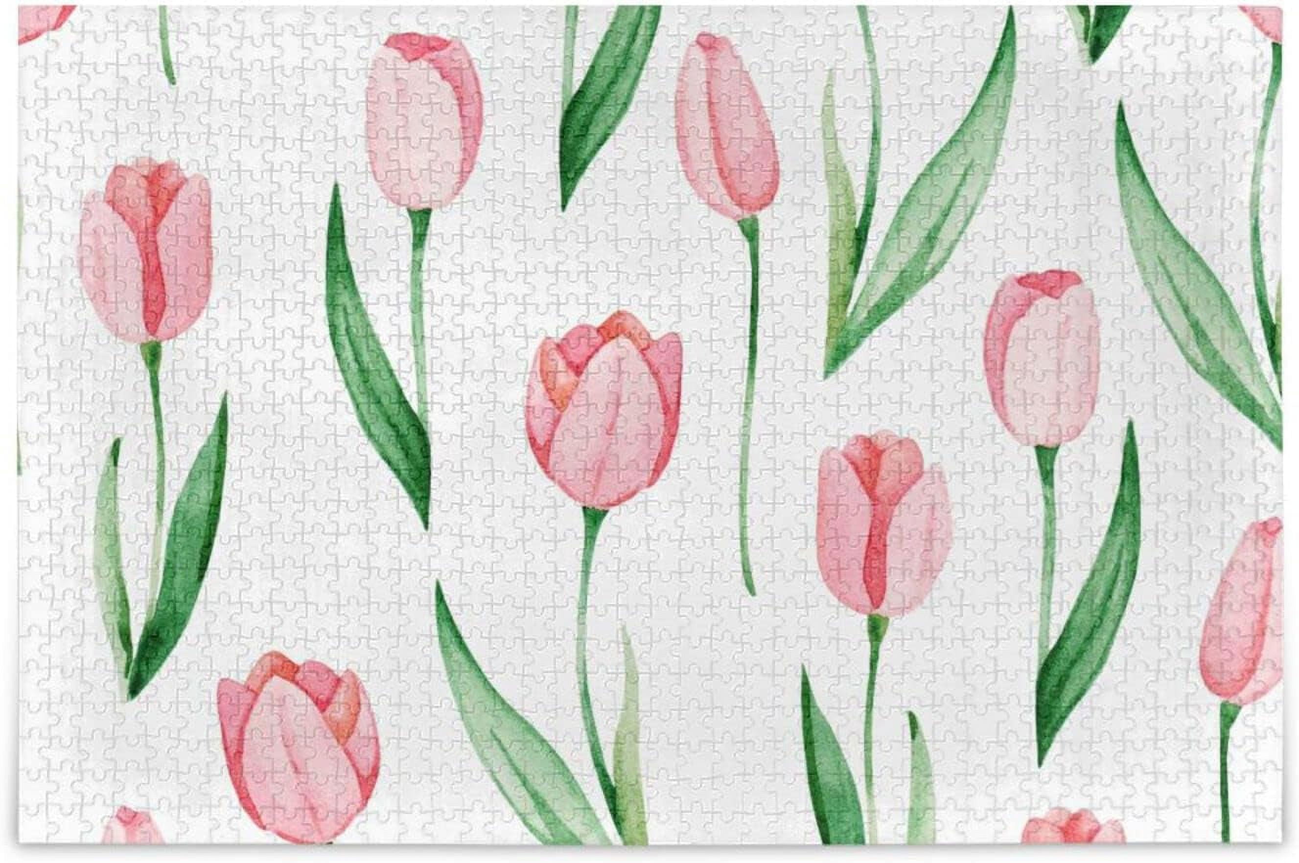 Pink Tulip Jigsaw Puzzles for Adults 1000 Piece, Puzzles 1000 Pieces ...