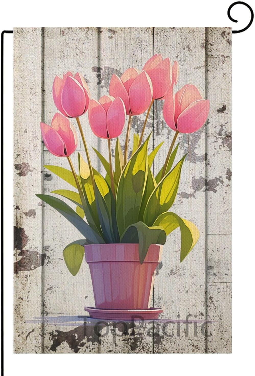 Pink Tulip Yard Flag Spring Floral Garden Flag Double Sided, Flower Pot ...