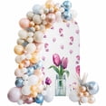 Pink Tulips Floral Wedding Arch Backdrop Cover 6FT ,Spandex Fitted Pink ...