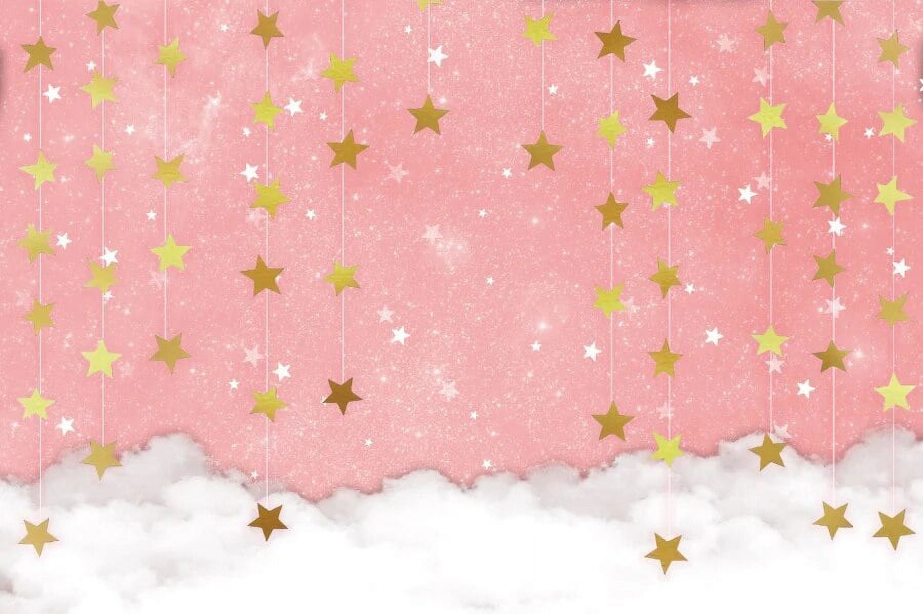 Pink Twinkle Star Clouds Kids 1st Birthday Photo Backdrop Newborn Baby ...